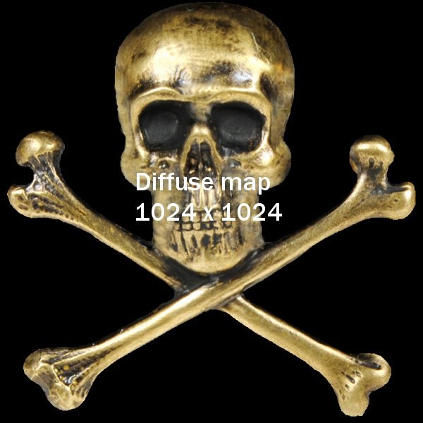 3d wall gold skull fg