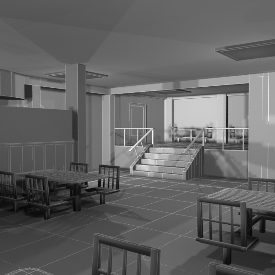 Free Fast Food Restaurant 3d Model