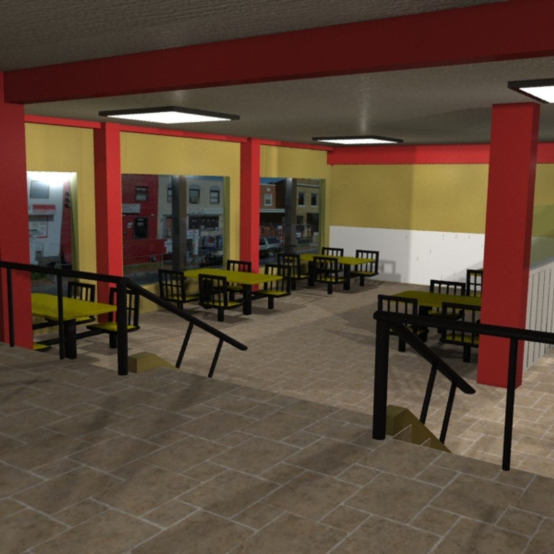 Free Fast Food Restaurant 3d Model