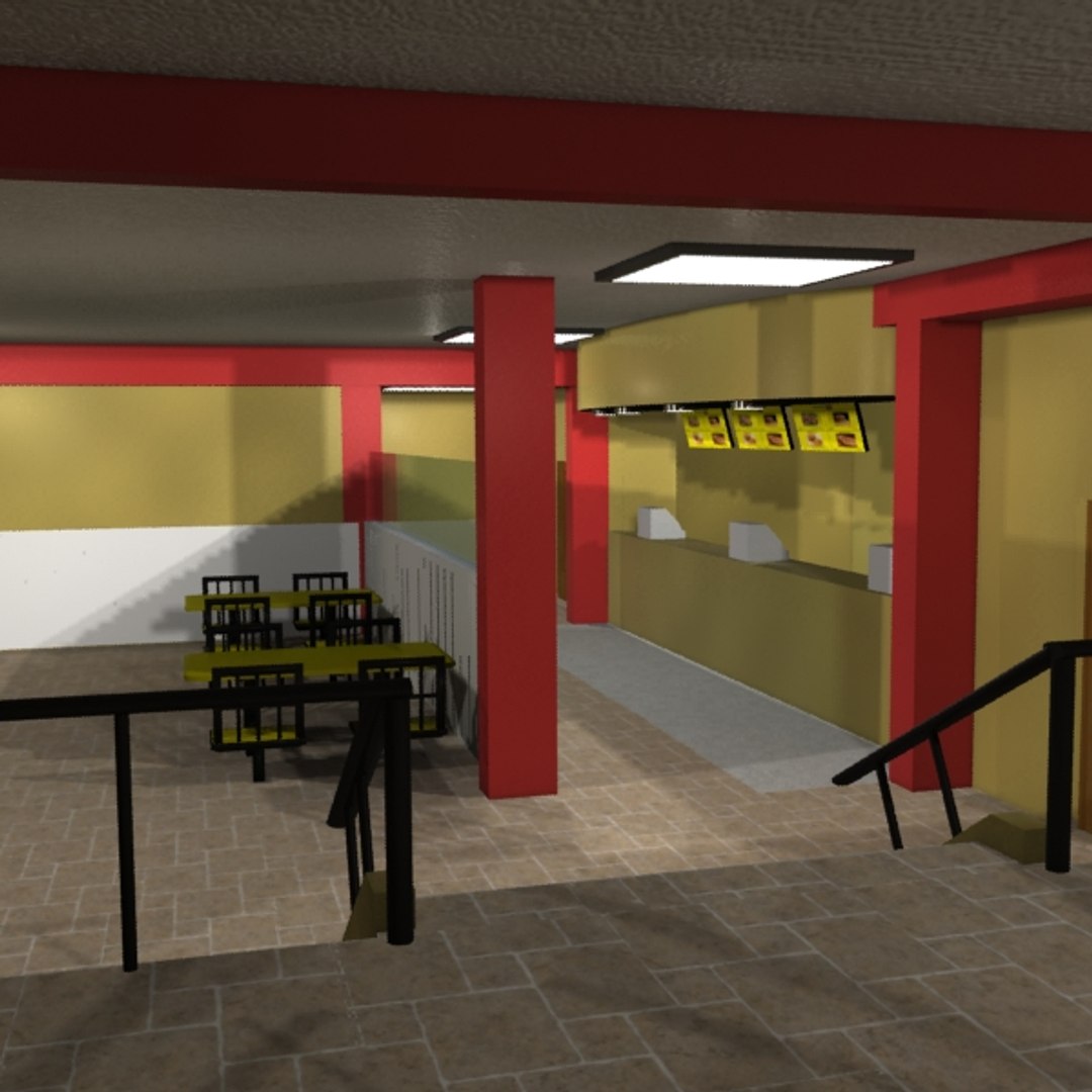 Free Fast Food Restaurant 3d Model