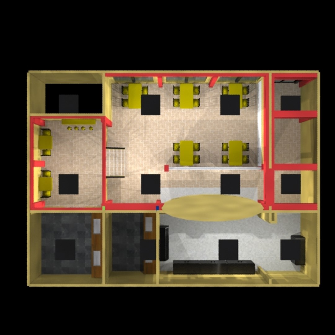 Free Fast Food Restaurant 3d Model