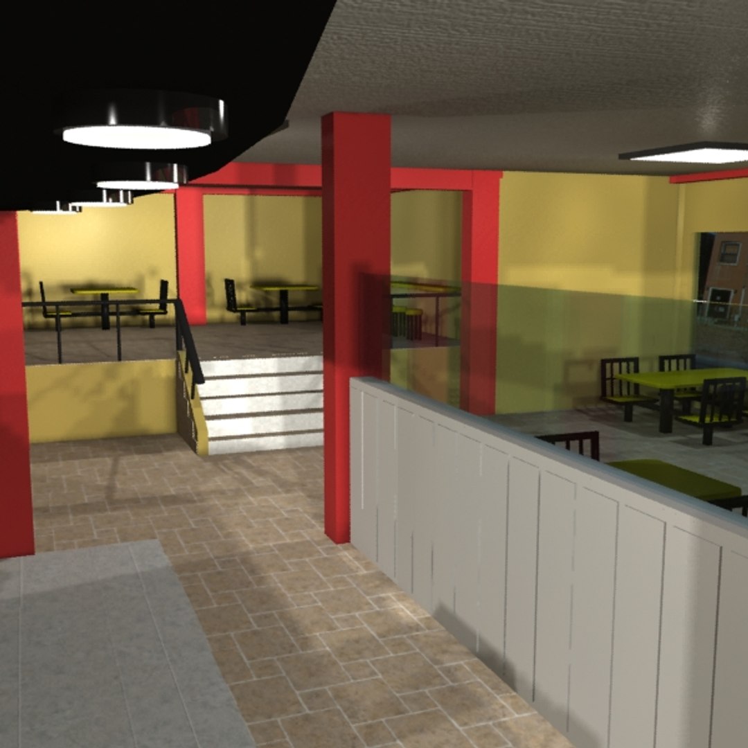 Free Fast Food Restaurant 3d Model