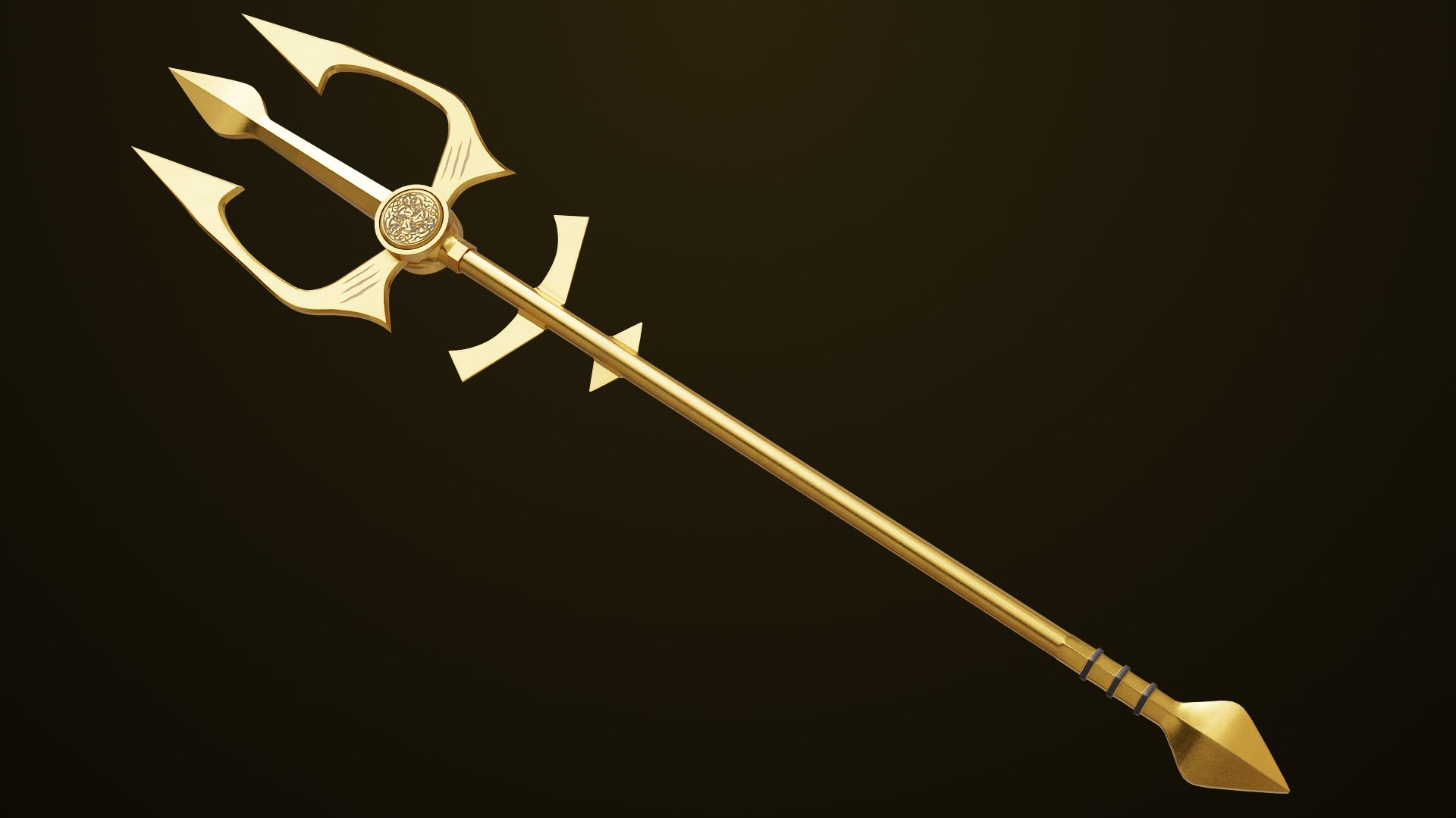 3D Model Medieval Trident 02 All PBR Unity UE Textures Included ...