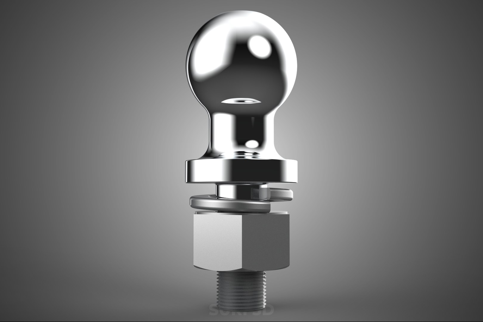 STANDARD HITCH BALL JOINT TOW TOWING MOUNT TRAILER CART TROLLEY 3D ...