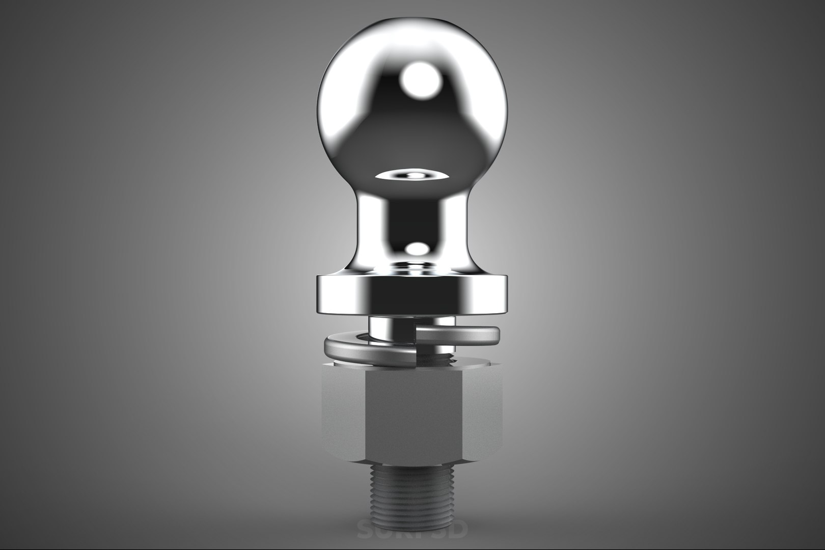 STANDARD HITCH BALL JOINT TOW TOWING MOUNT TRAILER CART TROLLEY 3D ...