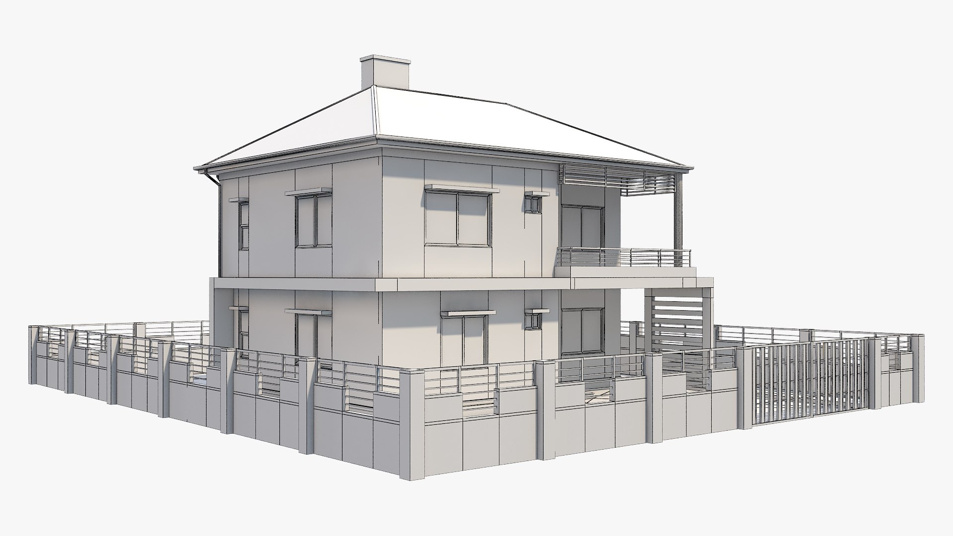 3D Two Storey Brick House 1 Model - TurboSquid 2238702