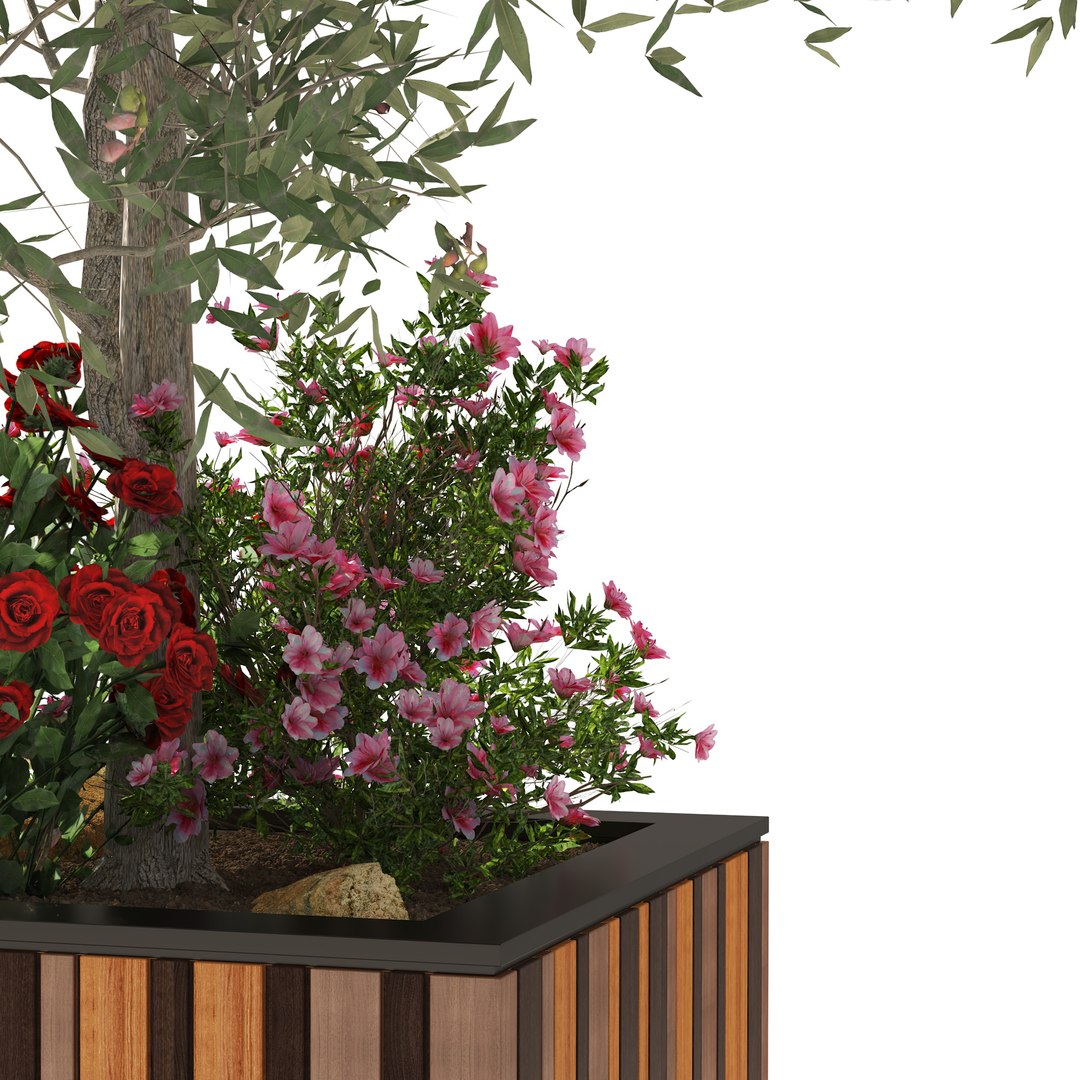 Outdoor tree flower wood pot 3D model - TurboSquid 1945157