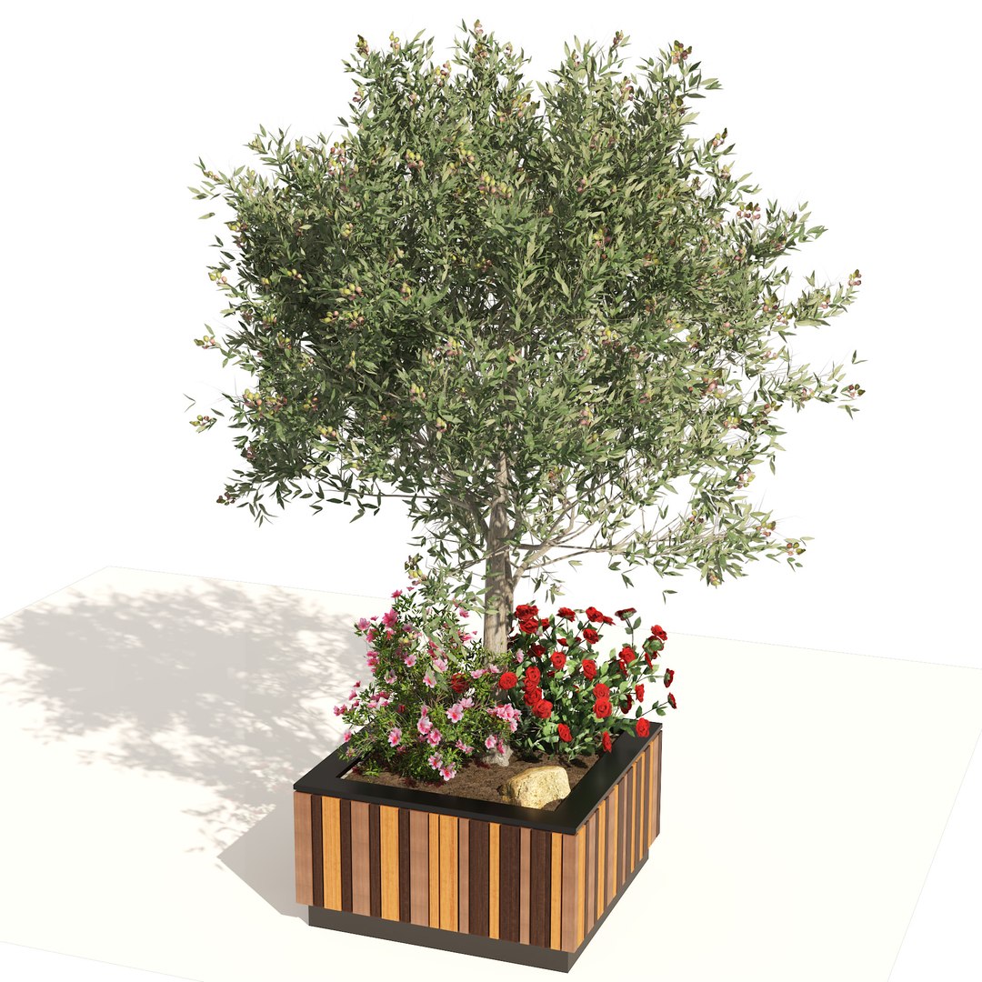 Outdoor tree flower wood pot 3D model - TurboSquid 1945157