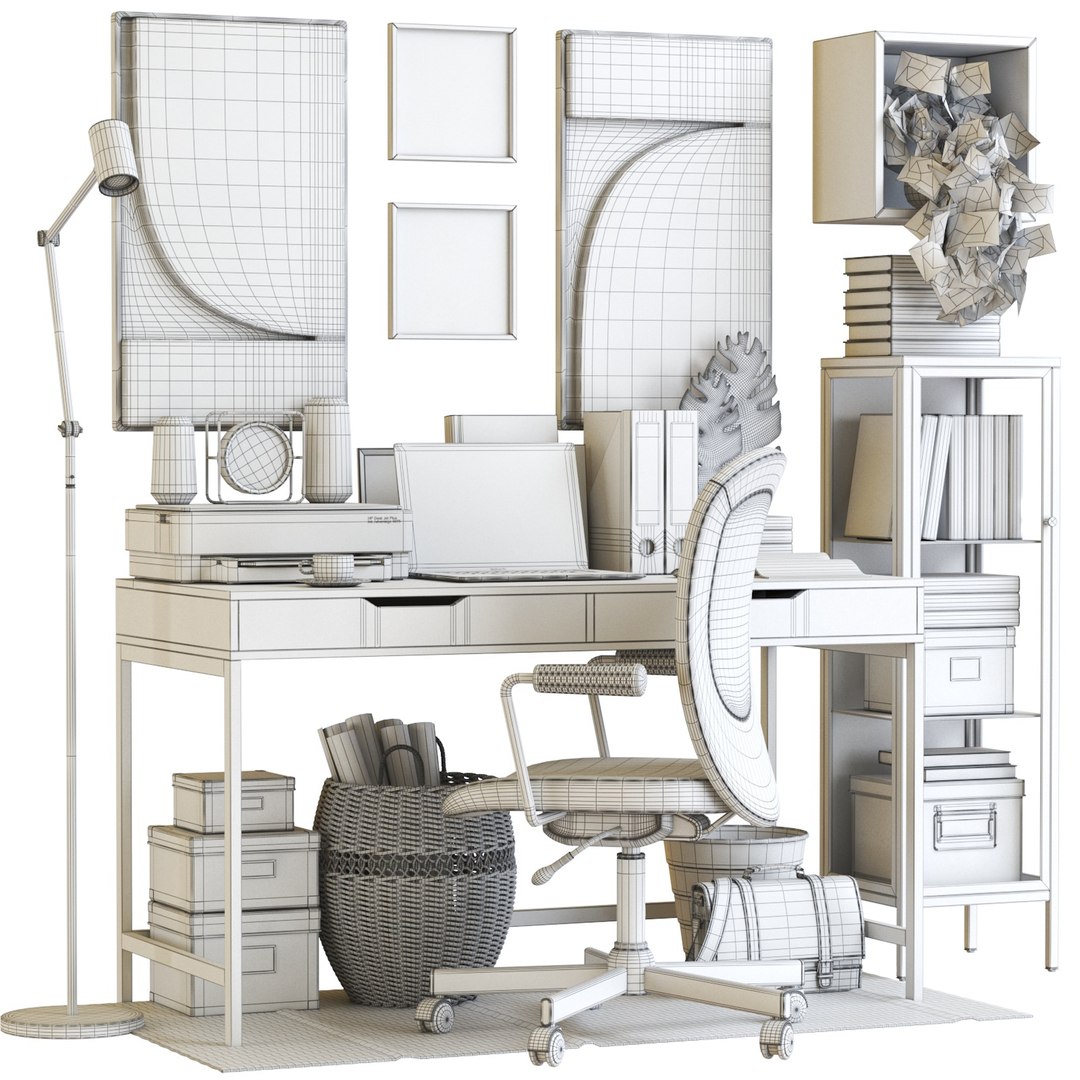 3D IKEA Office Workplace 124 Model - TurboSquid 2160767