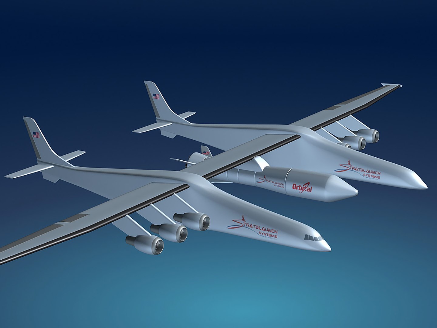 Stratolaunch Carrier Aircraft 3d Model