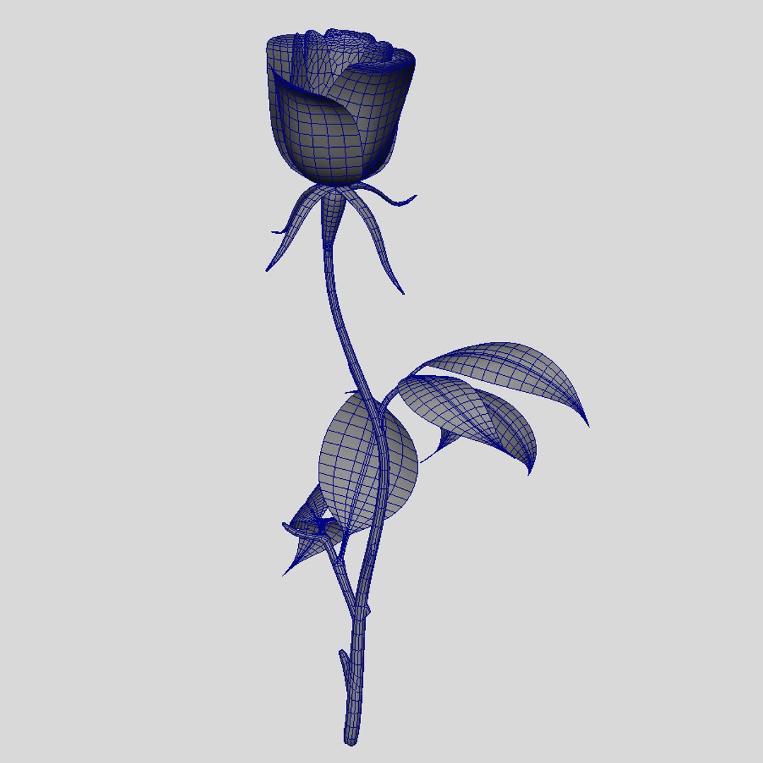 rose flower branch 3d model