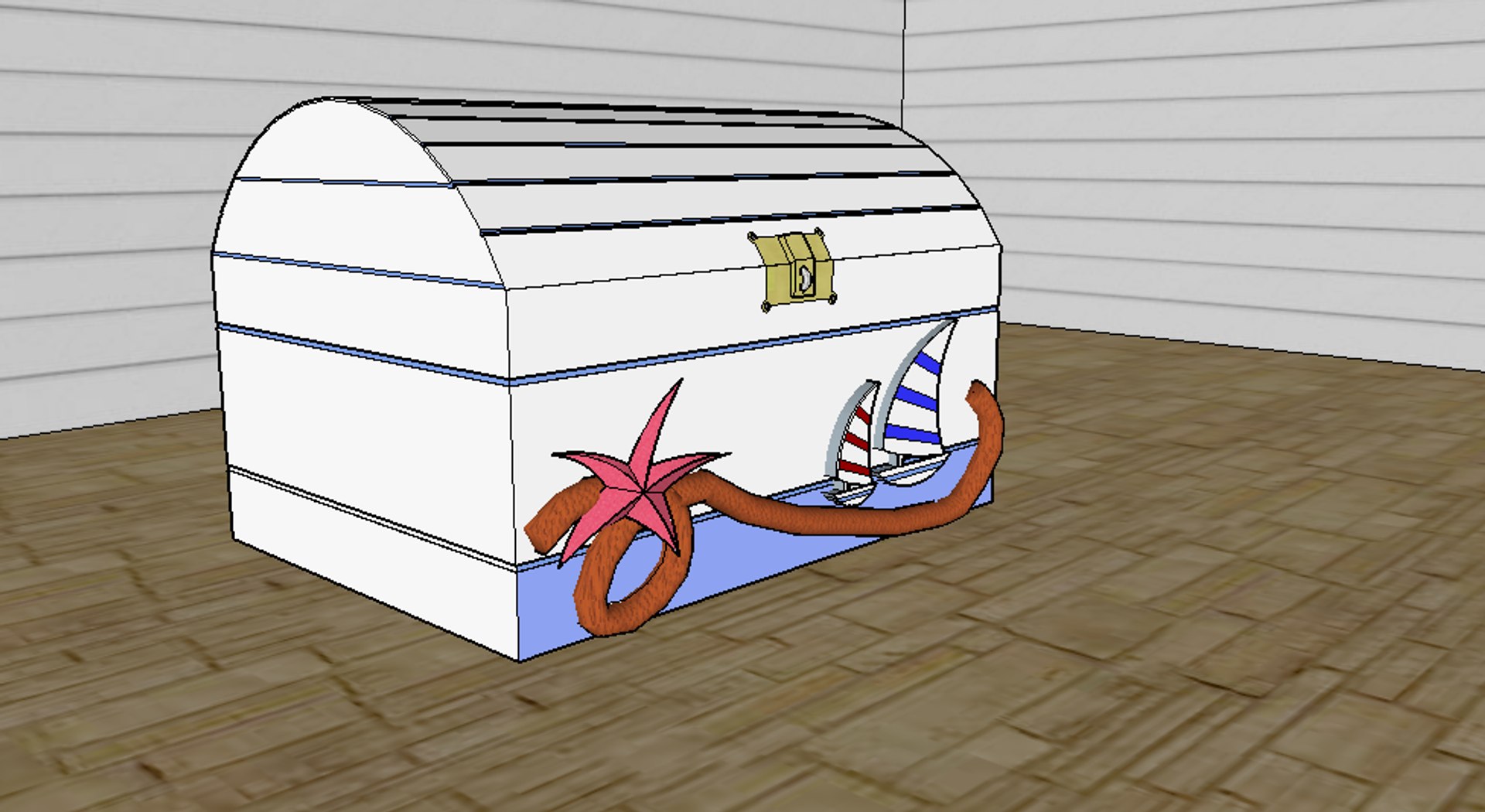 3d decorative chest beach theme