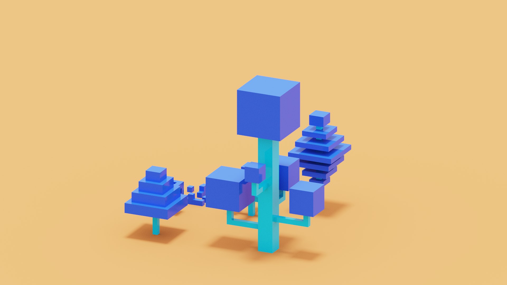 Isometric 3d Blue Tree Set 3D - TurboSquid 1977374