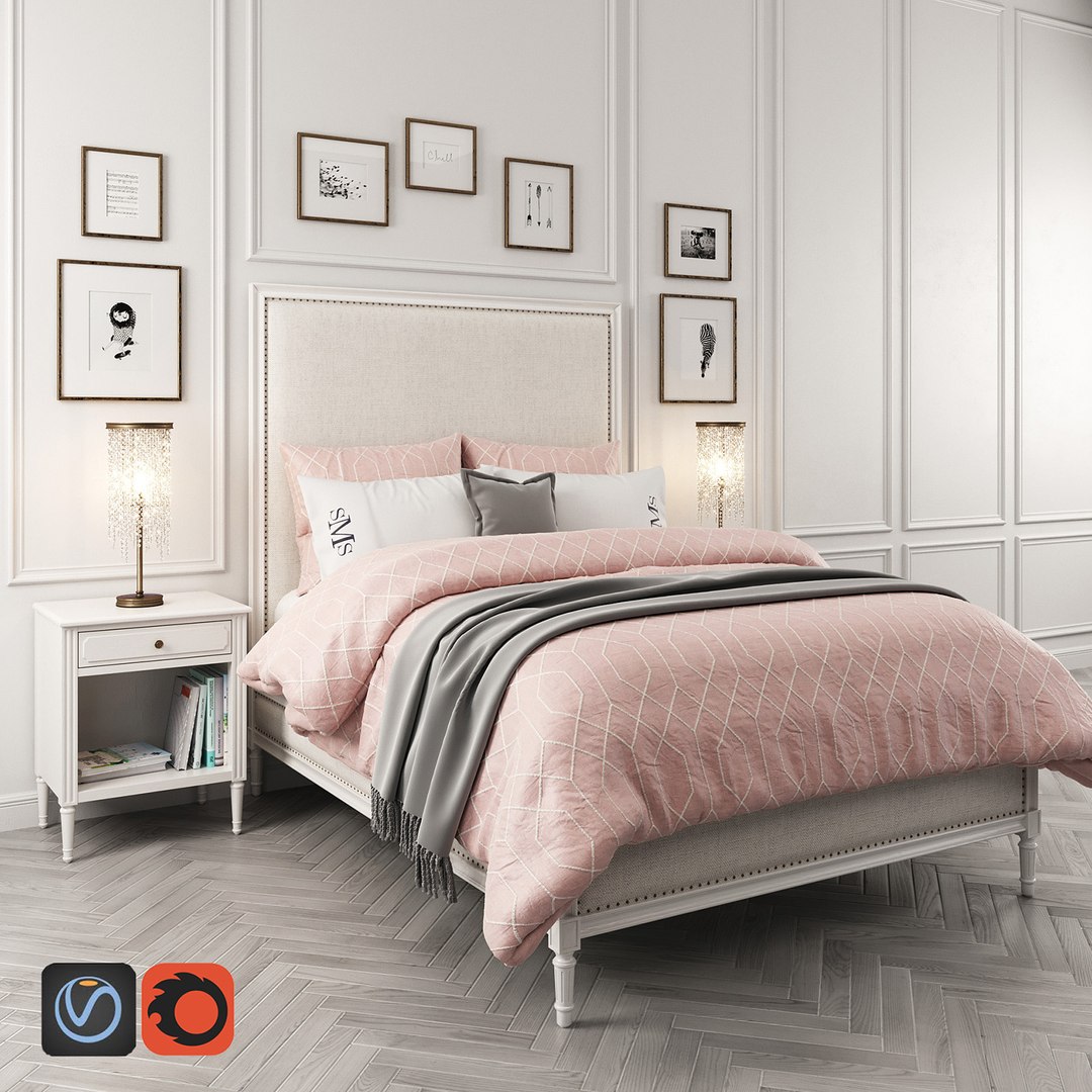 3D Maelin Upholstered Bed Table Lamp Model - TurboSquid 1193331