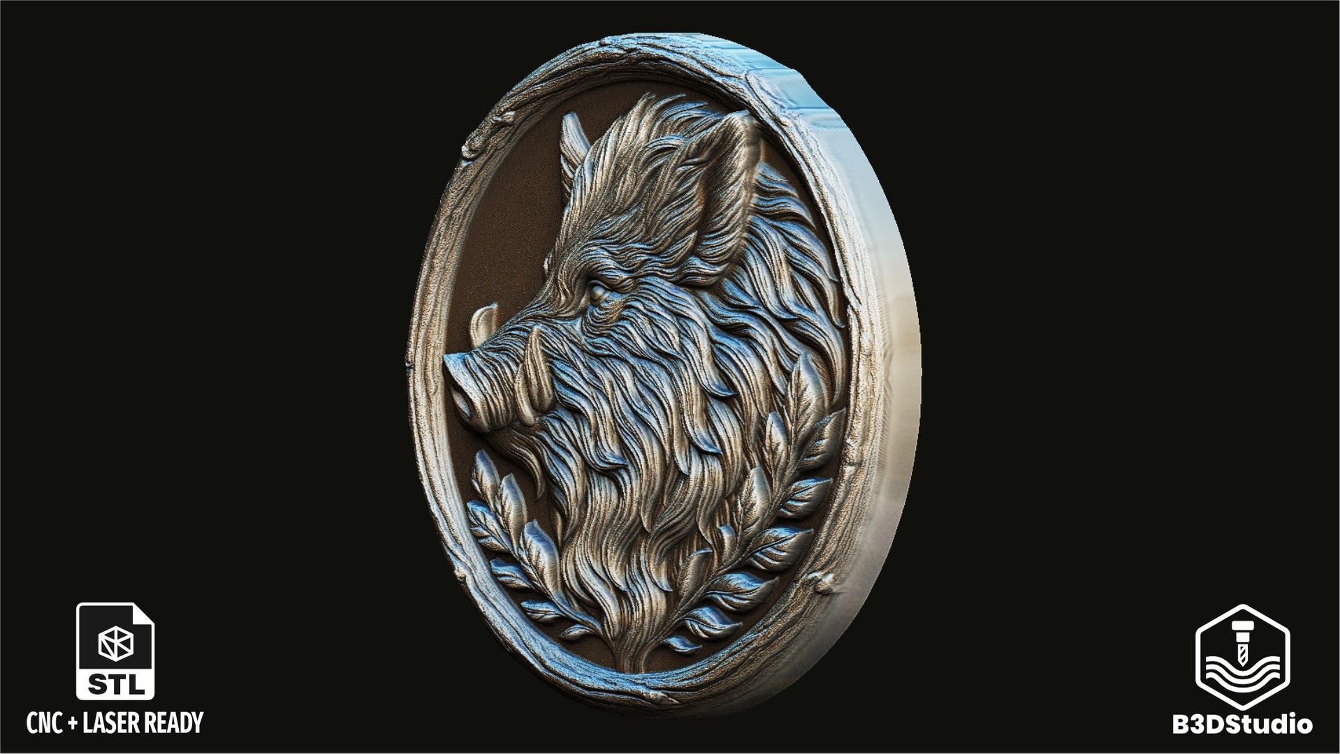 3D Model High Detail Wild Boar Relief For CNC Laser And 3D Print STL ...