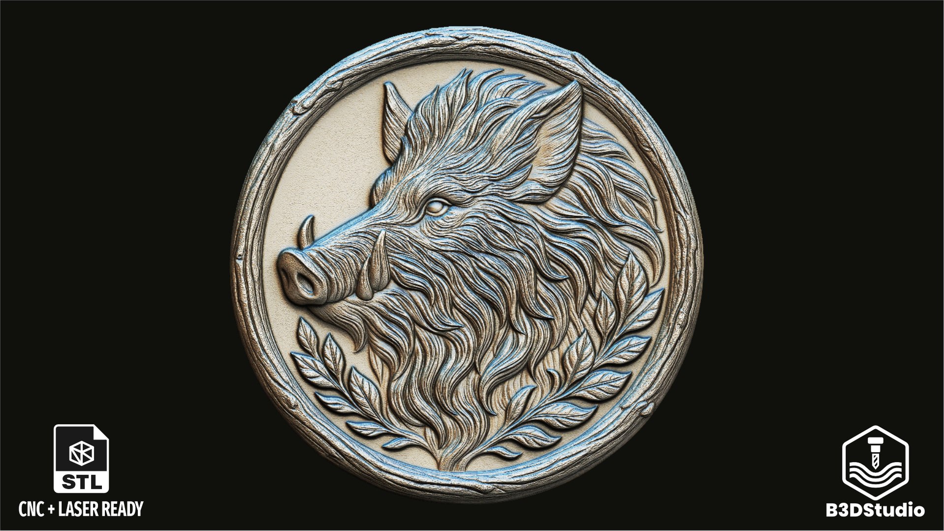 3D Model High Detail Wild Boar Relief For CNC Laser And 3D Print STL ...