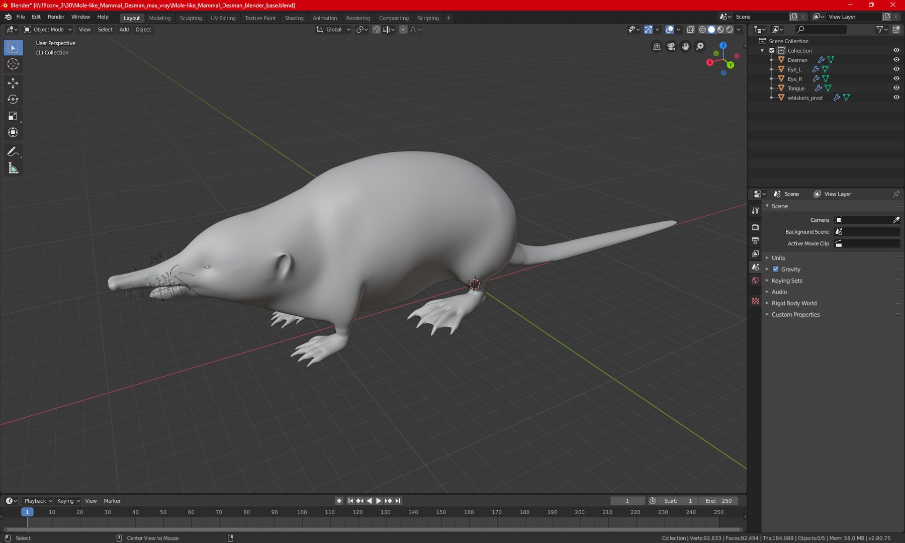 Mole-like Mammal Desman 3D Model - TurboSquid 2193876