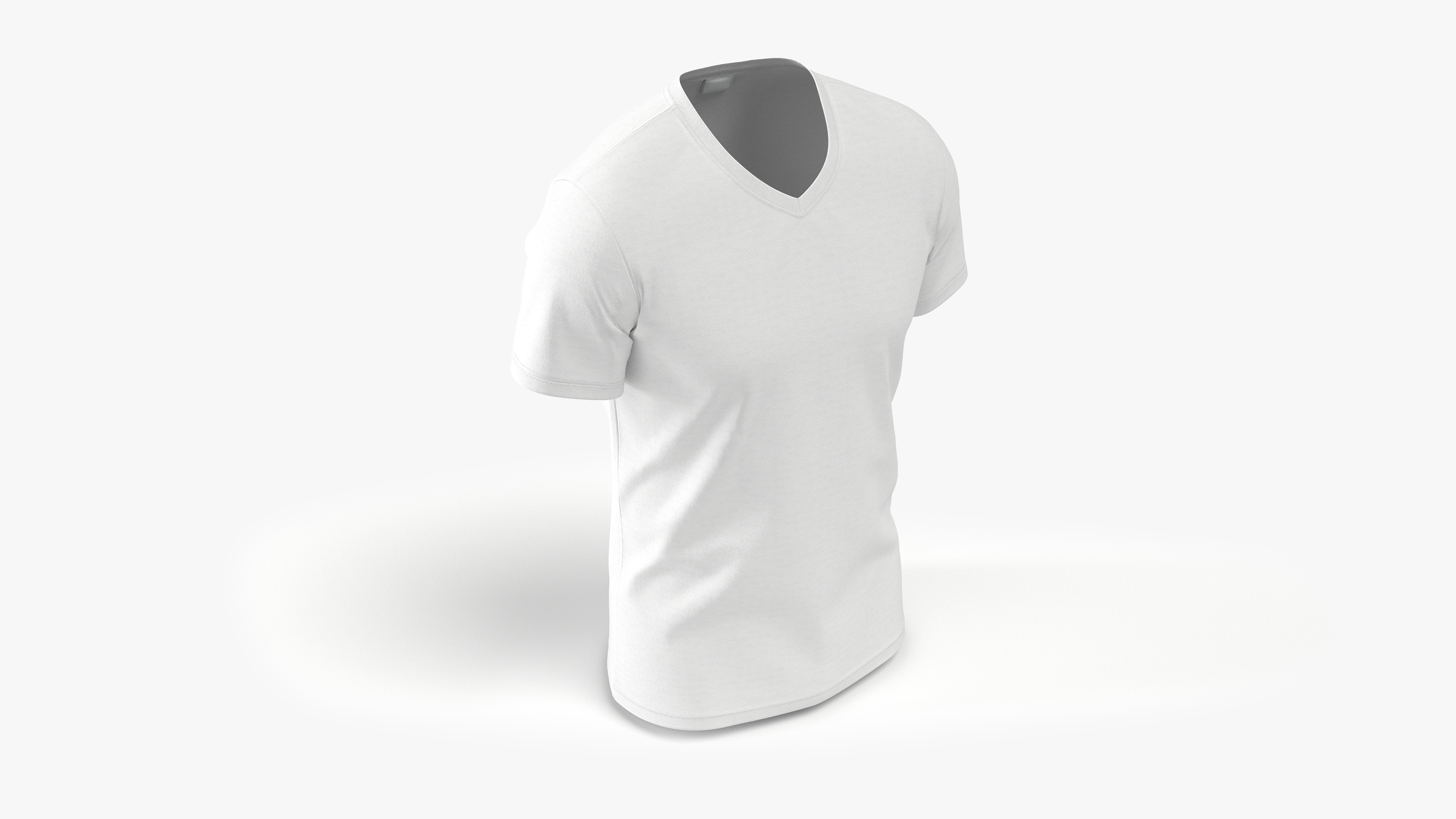3D Realistic Worn T-shirt V-neck Short Sleeve Male Body Shape ...