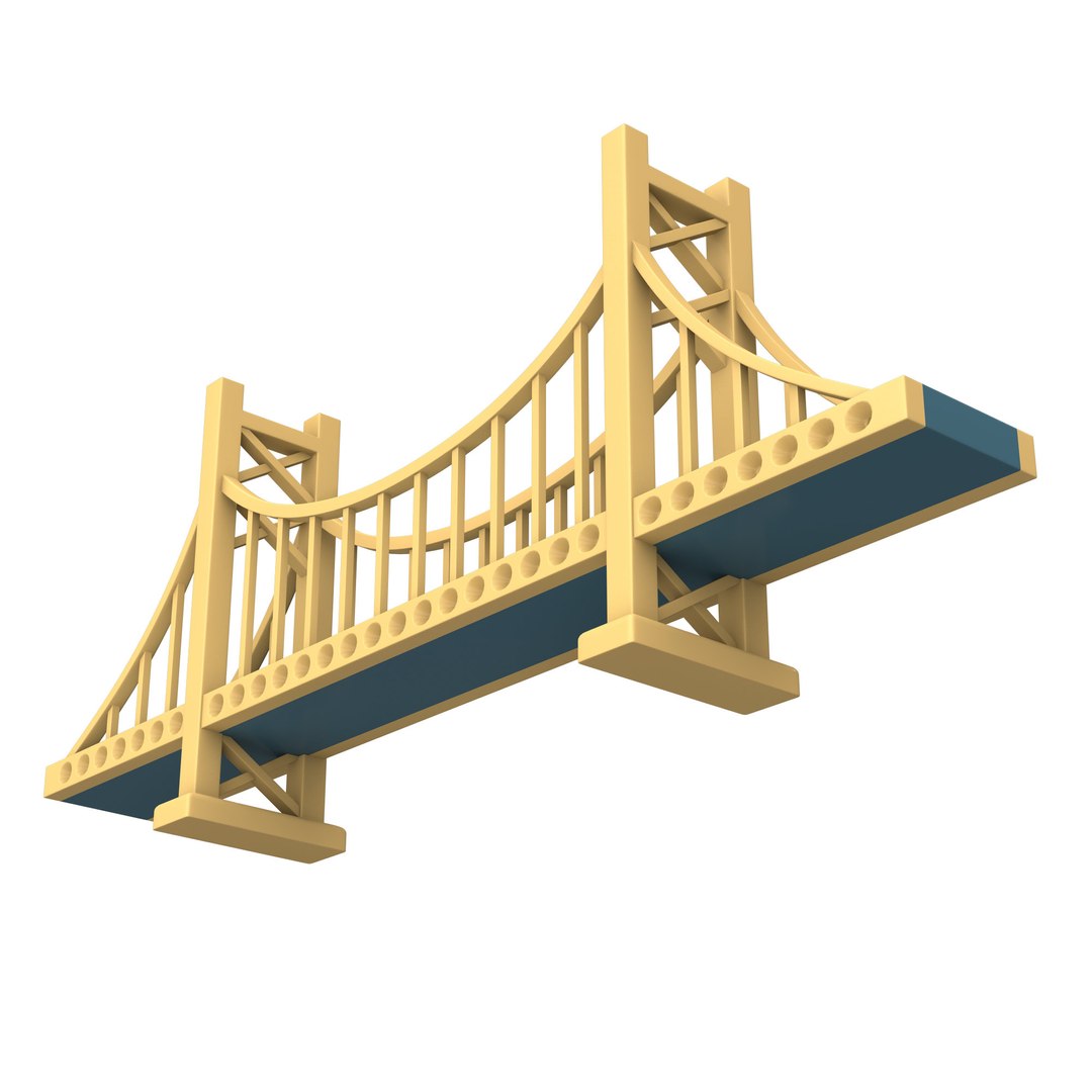Free Stylized Akashi Suspension Bridge Isometric 3D Model 3D Model ...