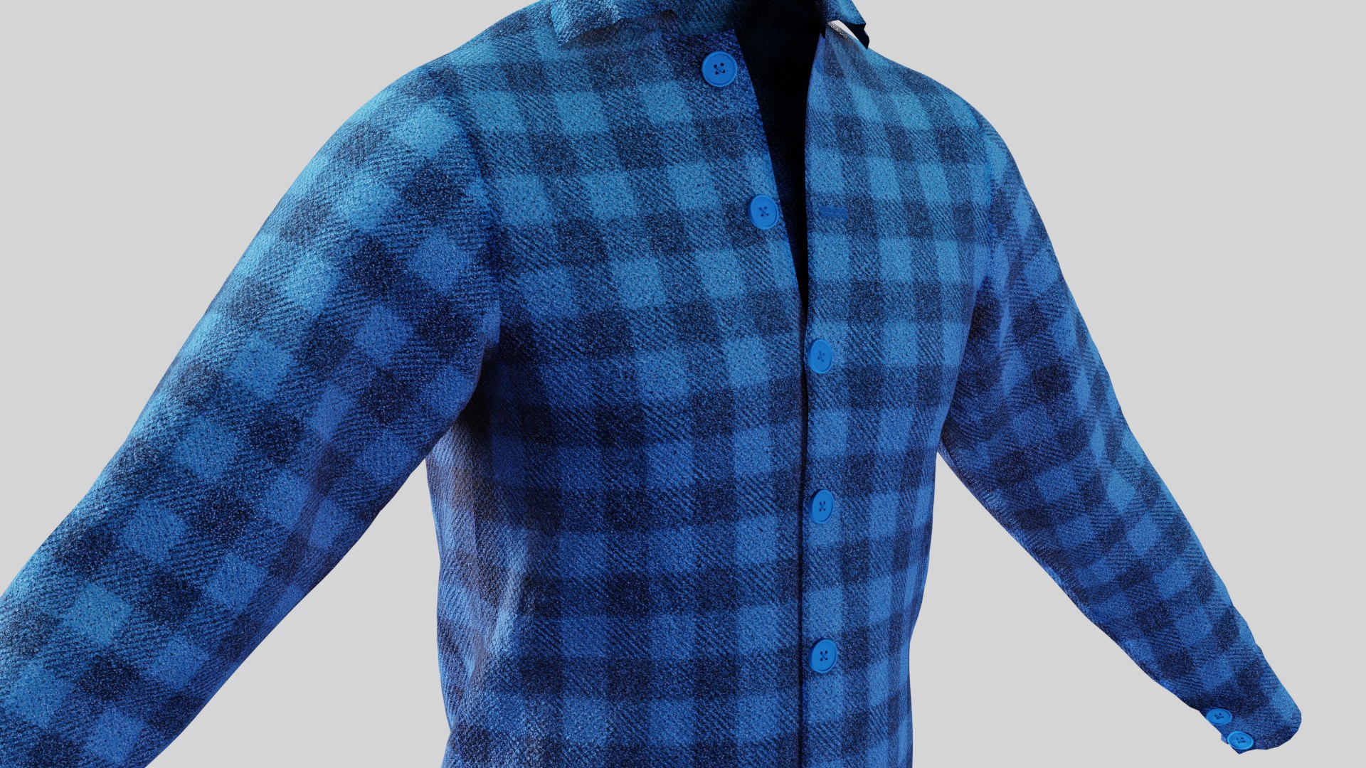 Male Shirt 01 Blue Fannel Checkered 3D - TurboSquid 2407008