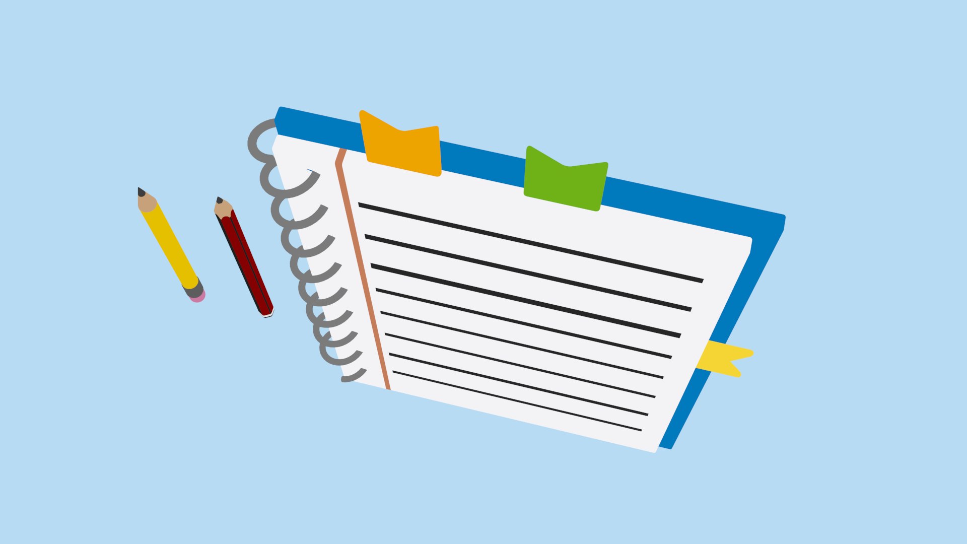 Cartoon Notebook Pencils 3D Model - TurboSquid 1623165