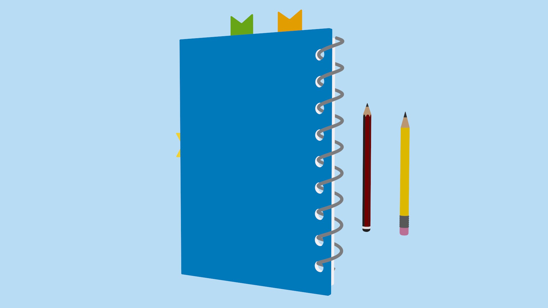 Cartoon Notebook Pencils 3D Model - TurboSquid 1623165