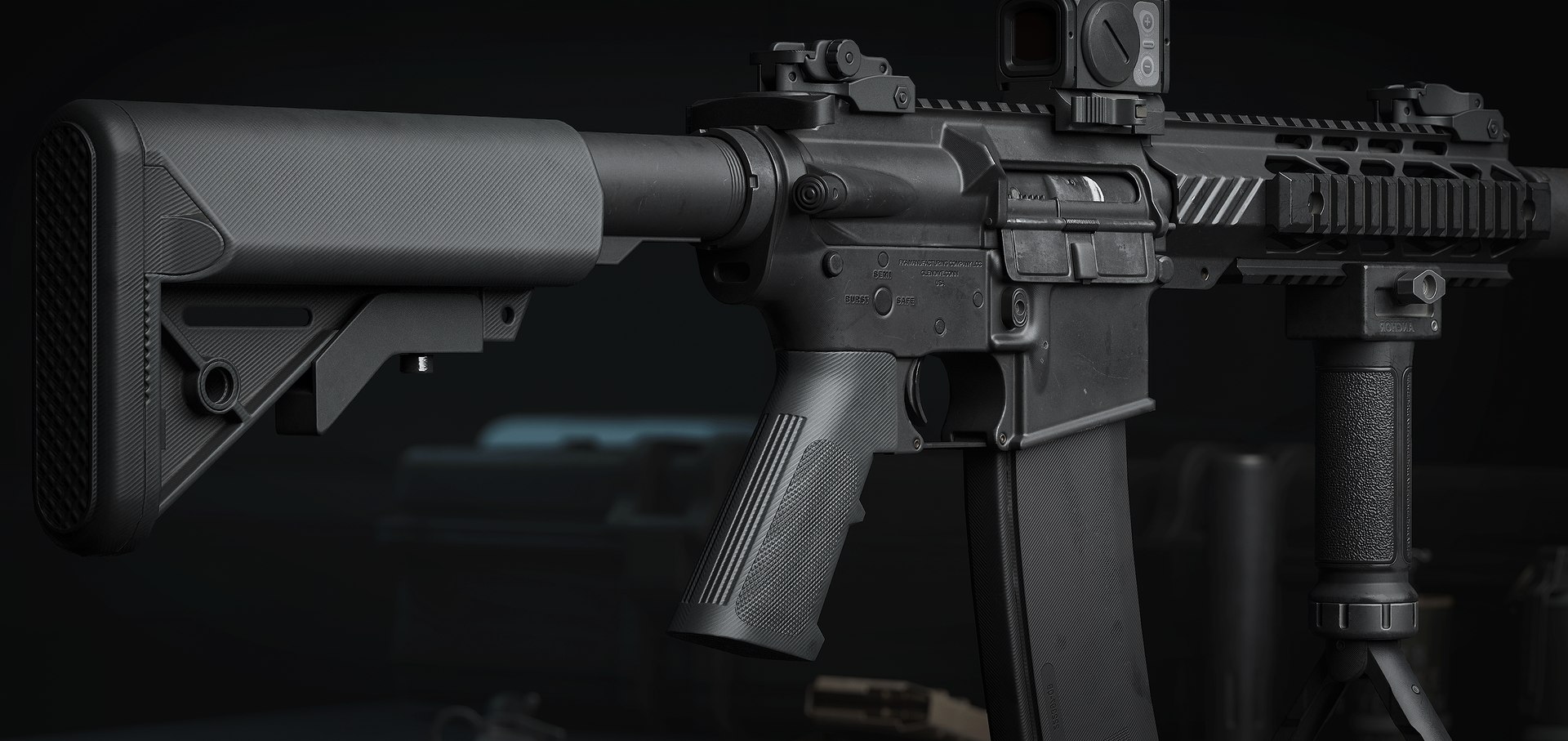 3D Black AR15 Pack - x9 Attachments Included Low-poly 3D model ...