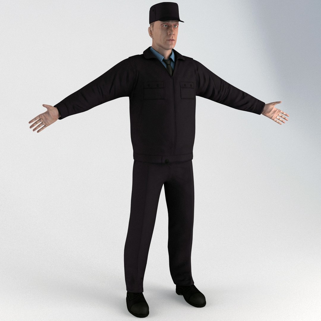 3d Security Guard T-pose