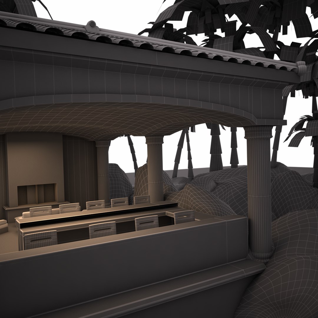 3d Cabana Pool Model