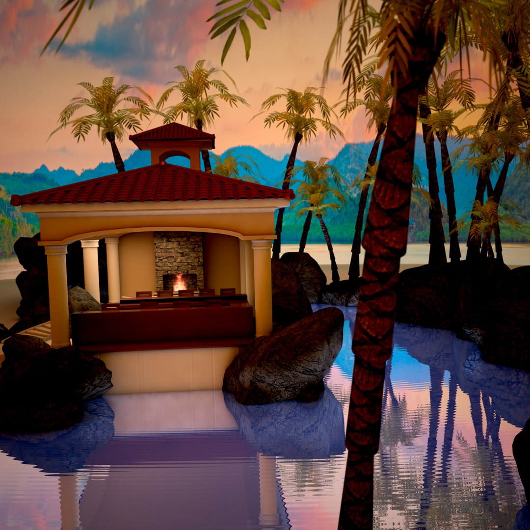 3d Cabana Pool Model