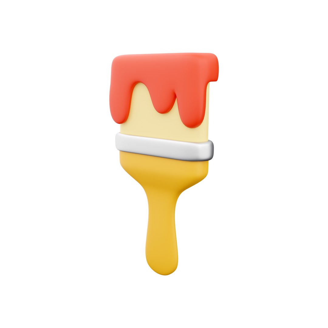 3D Paint Brush Icon 3D Model - TurboSquid 1935325