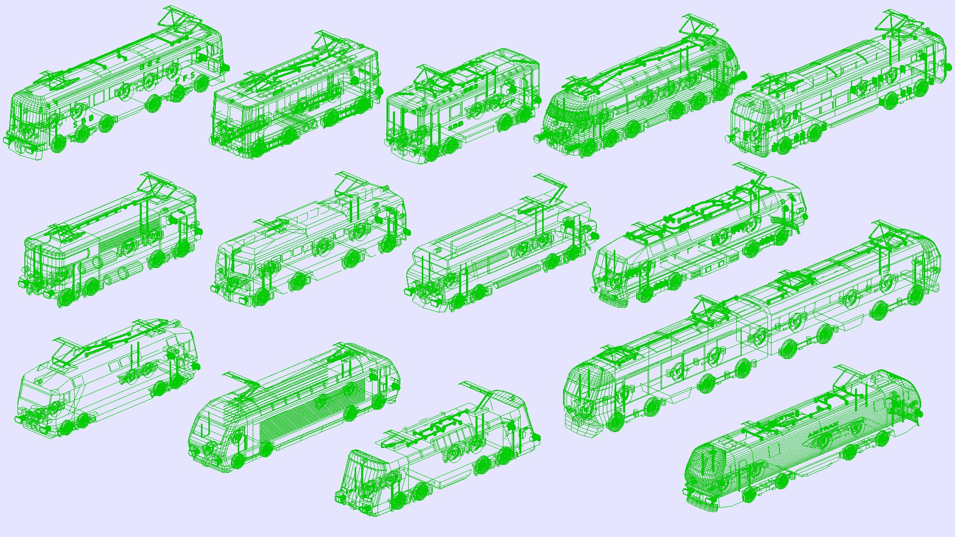 3D Collection Of 14 Electric Locomotives - TurboSquid 1739746