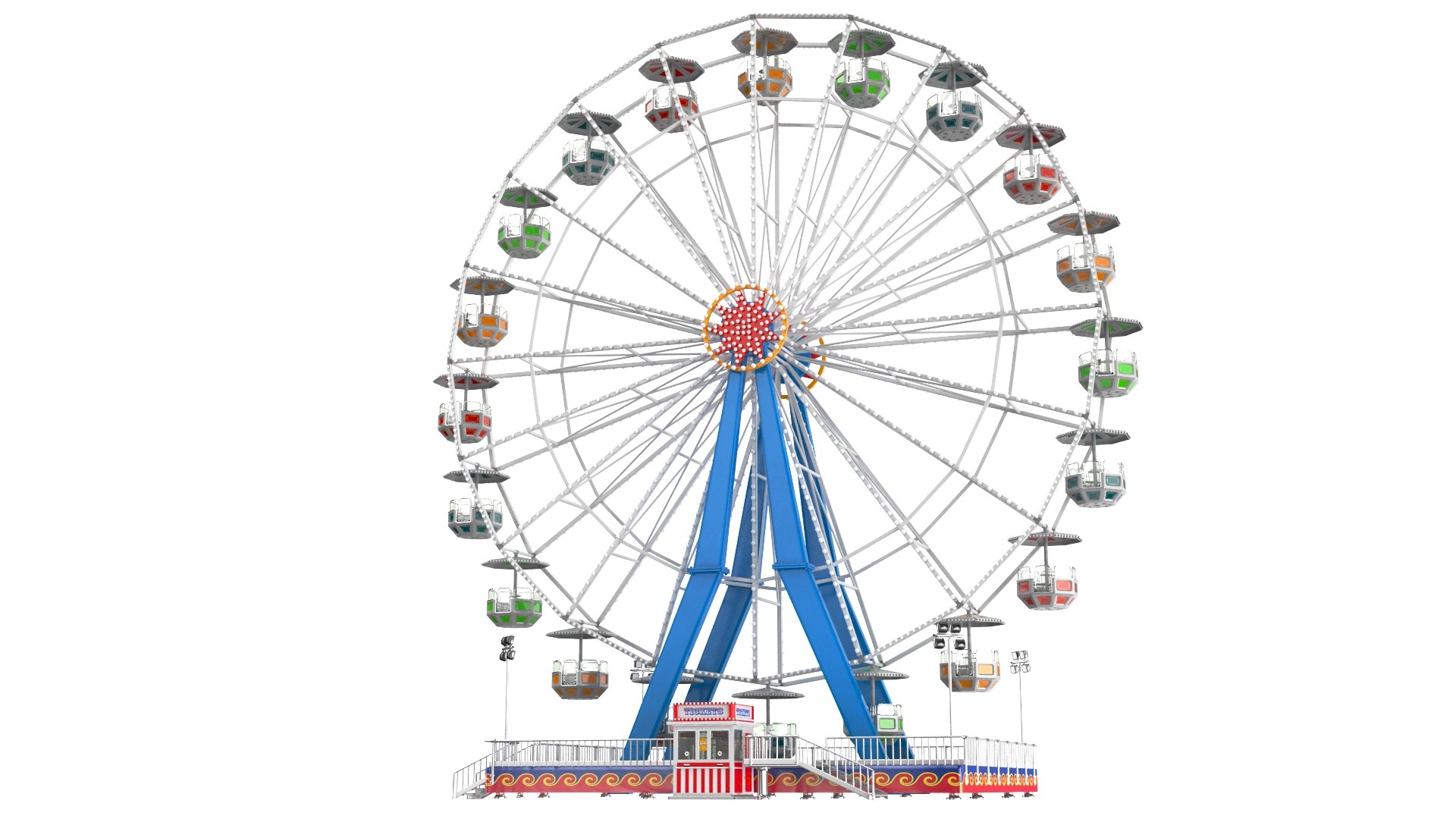 3D Model Detailed Ferris Wheel - TurboSquid 2104557