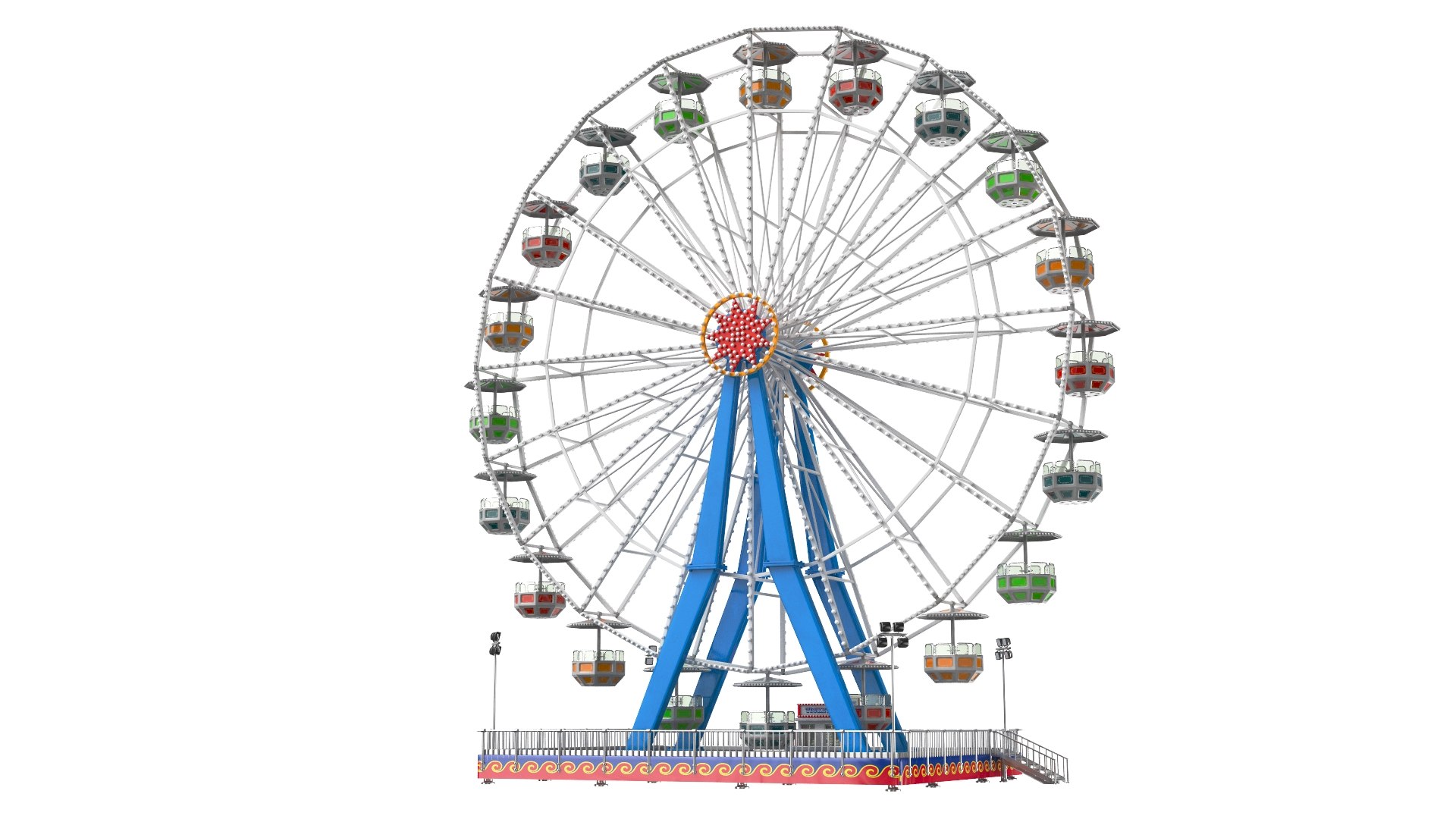 3D Model Detailed Ferris Wheel - TurboSquid 2104557