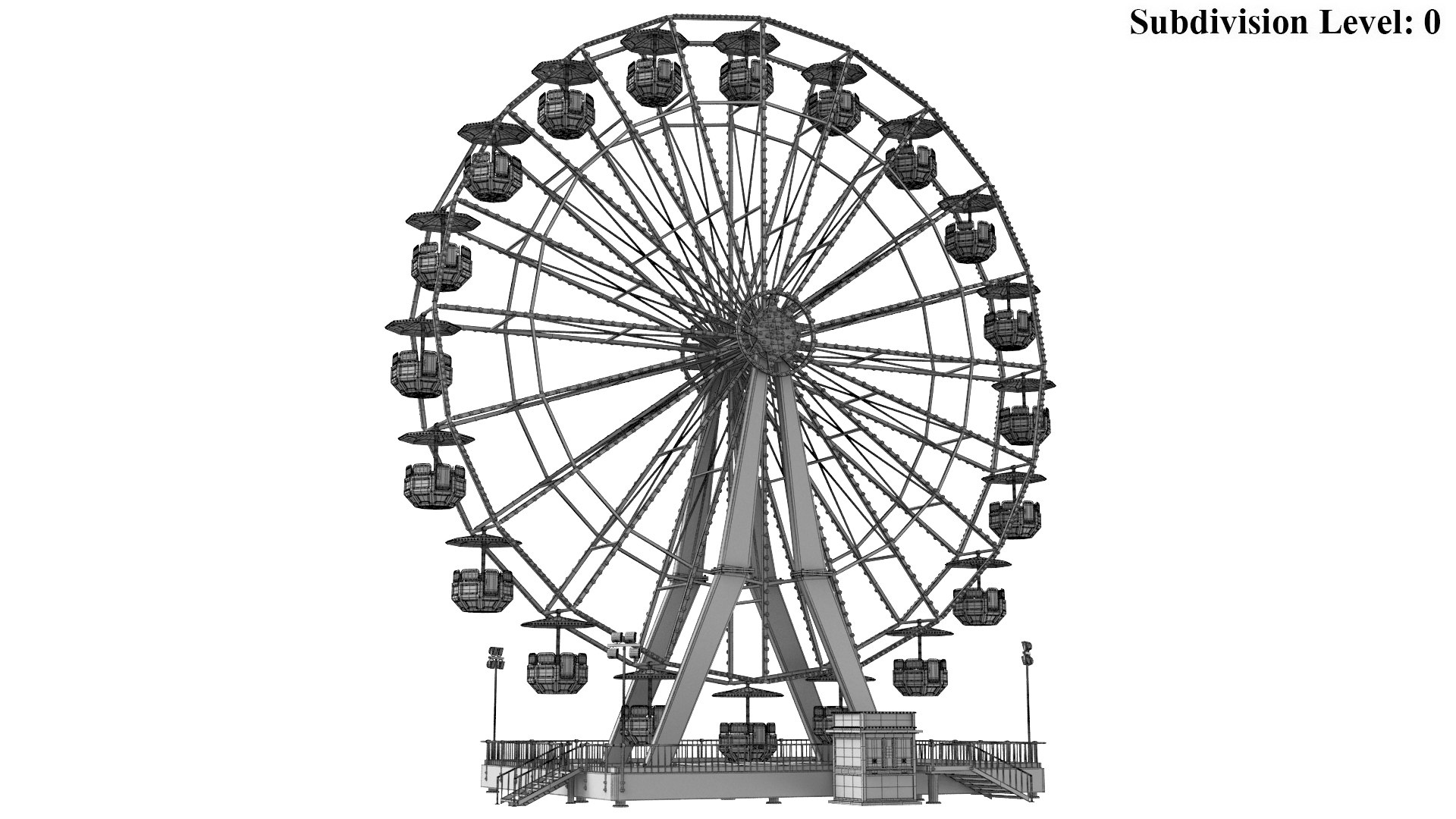 3D Model Detailed Ferris Wheel - TurboSquid 2104557