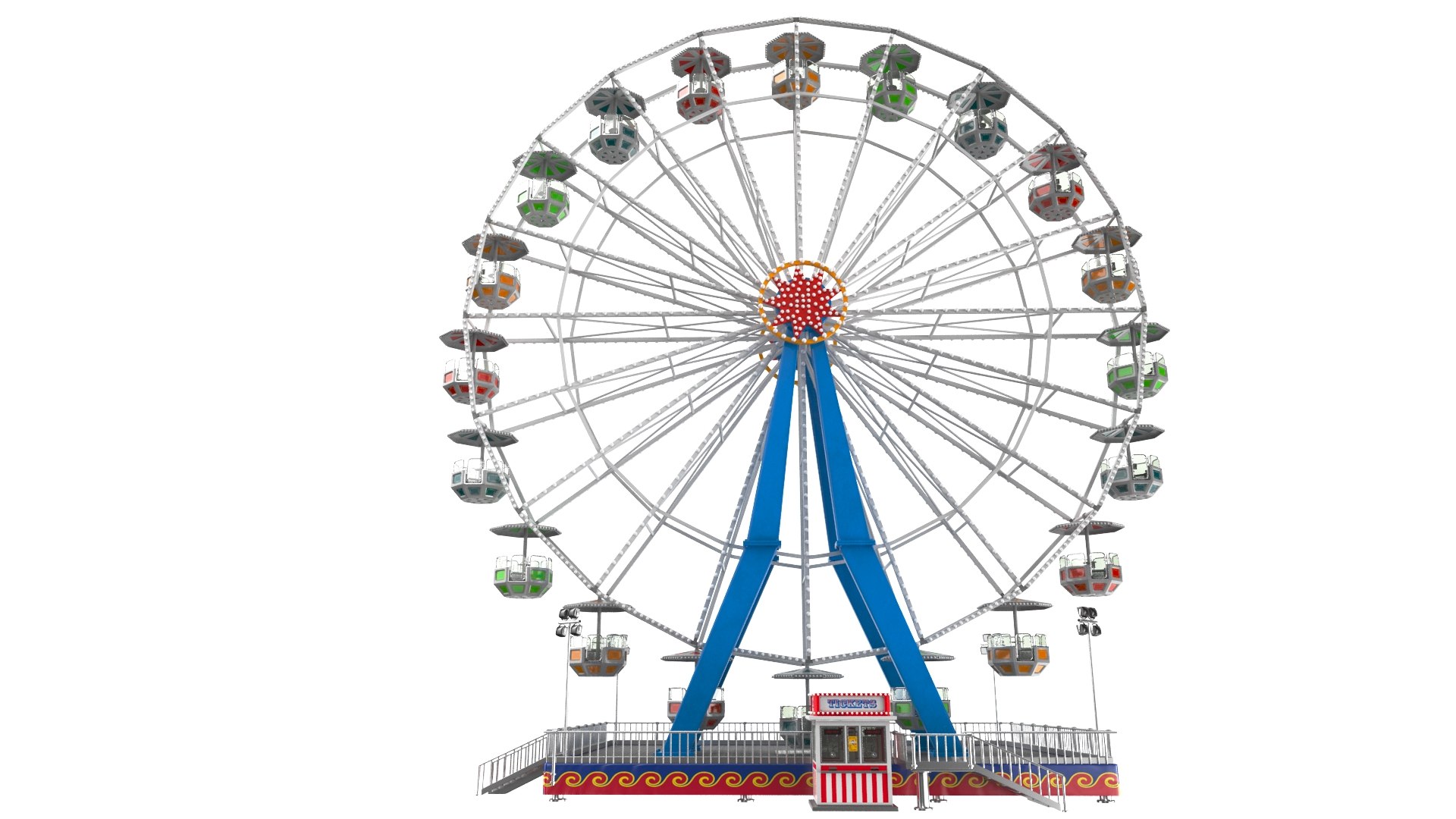 3D Model Detailed Ferris Wheel - TurboSquid 2104557