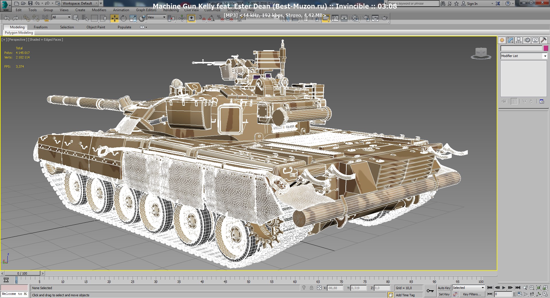 3d T-80ud Main Battle Tank Model