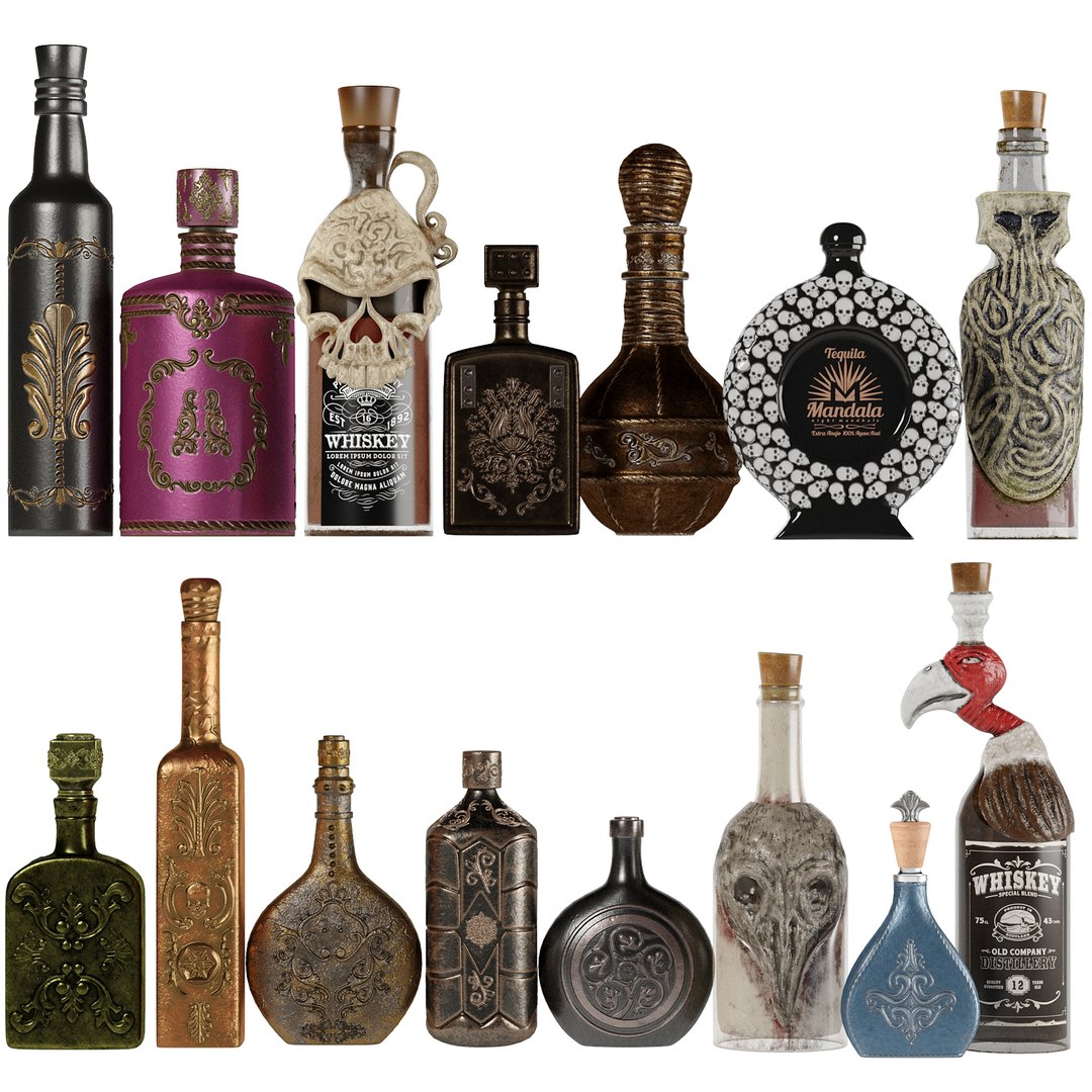 3D Model Bottles Vol 4 15 Different Fantasy Bottles - TurboSquid 2019751