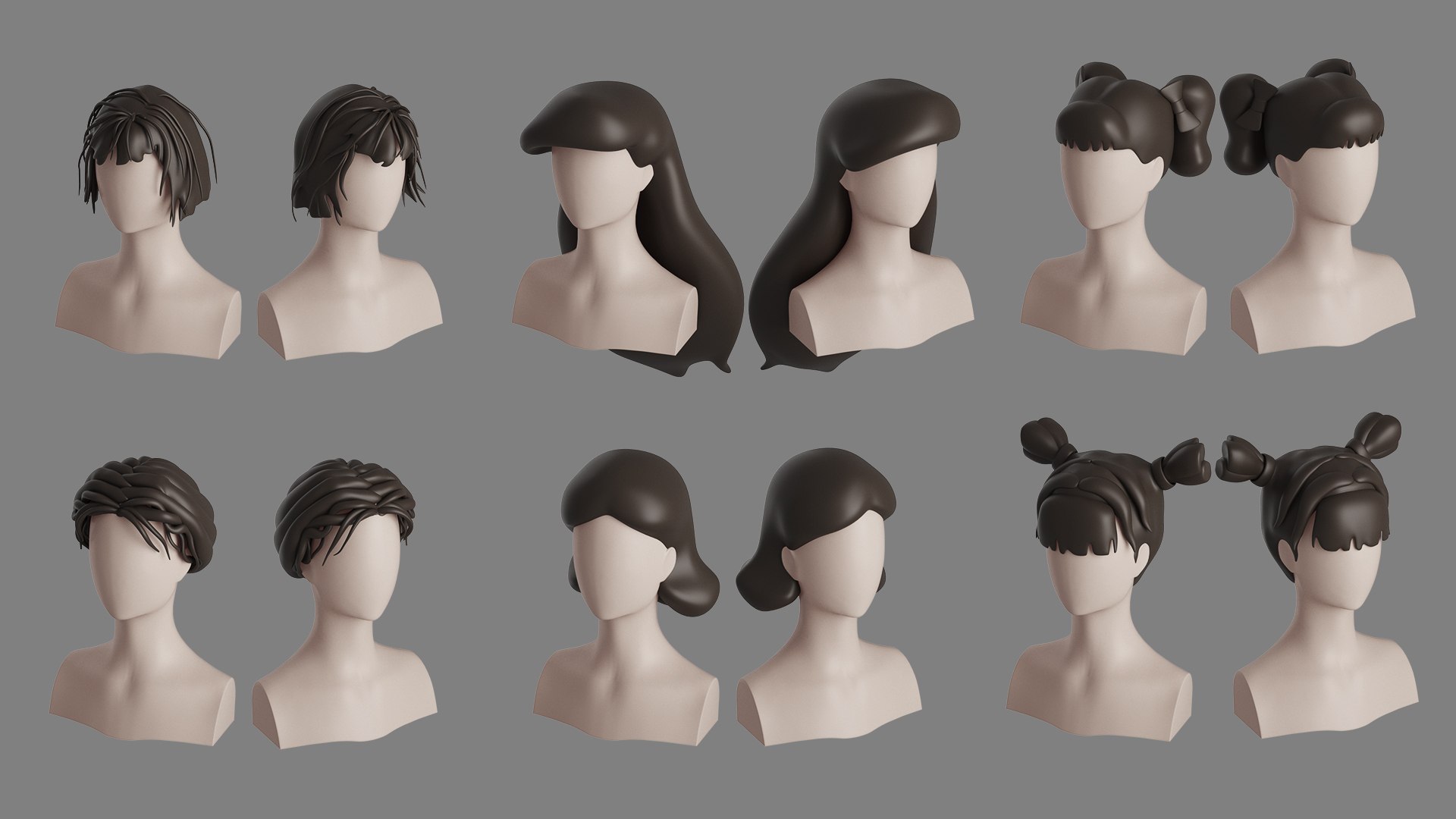 Stylised Hair Collection V 05 3D Model - TurboSquid 2333045