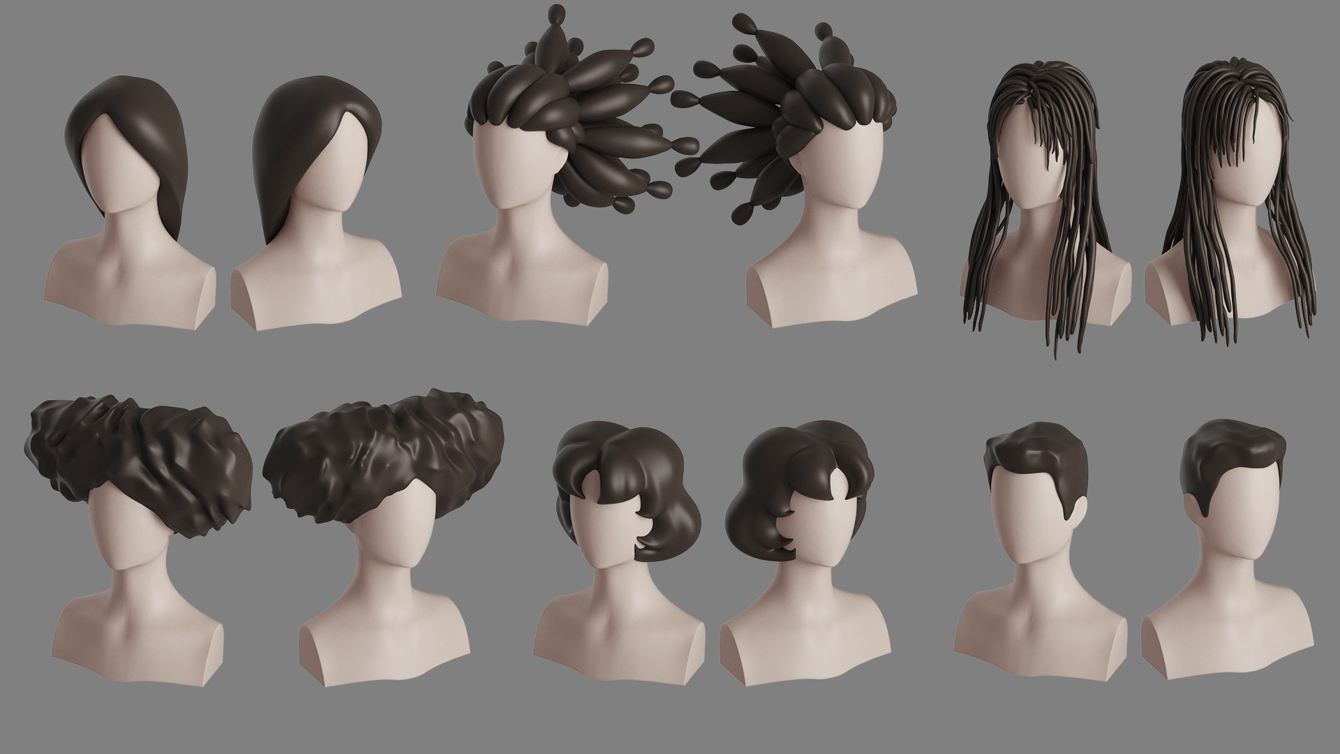 Stylised Hair Collection V 05 3D Model - TurboSquid 2333045