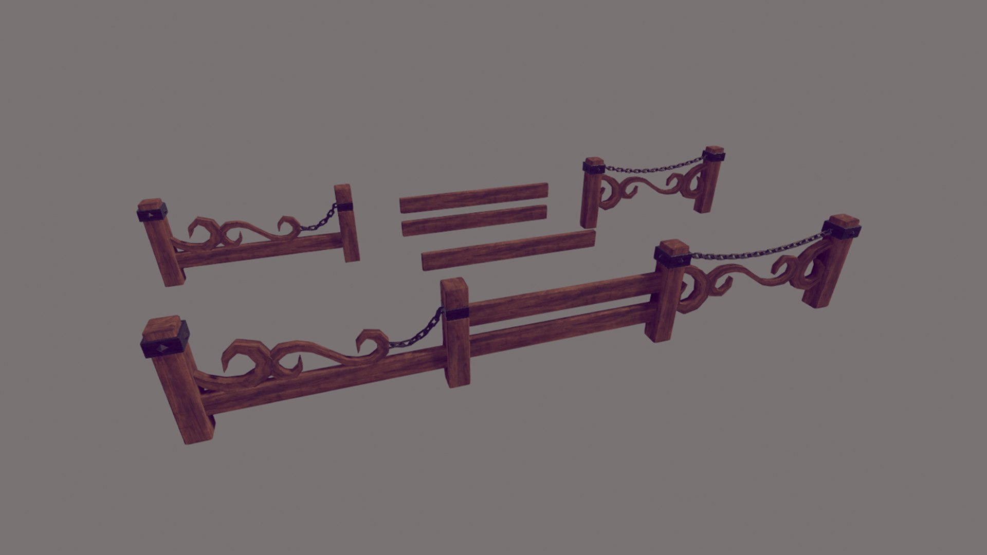 3D low-poly fence - TurboSquid 1342501