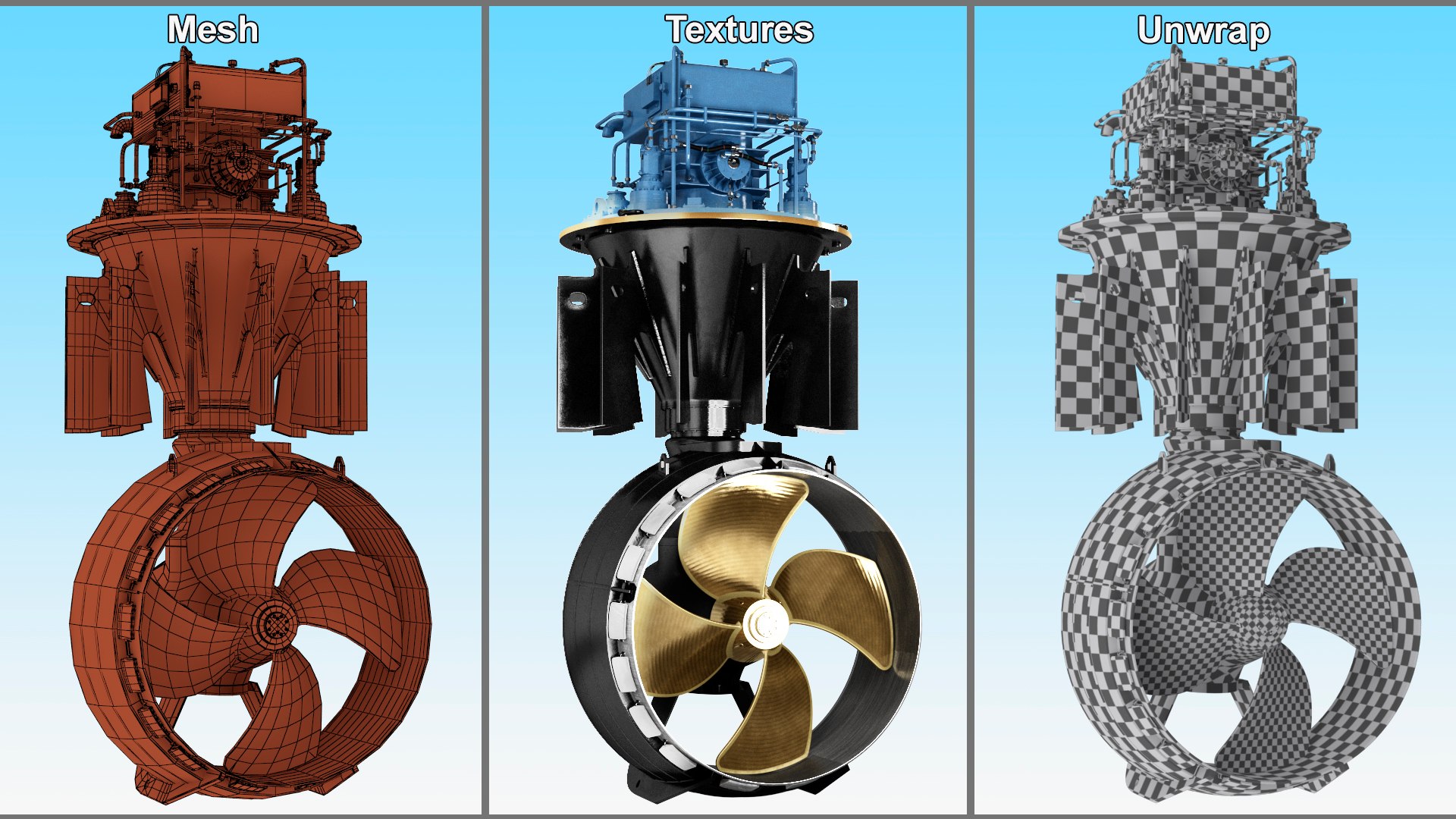3D Ship Rudder Propeller SCHOTTEL Model - TurboSquid 2218394