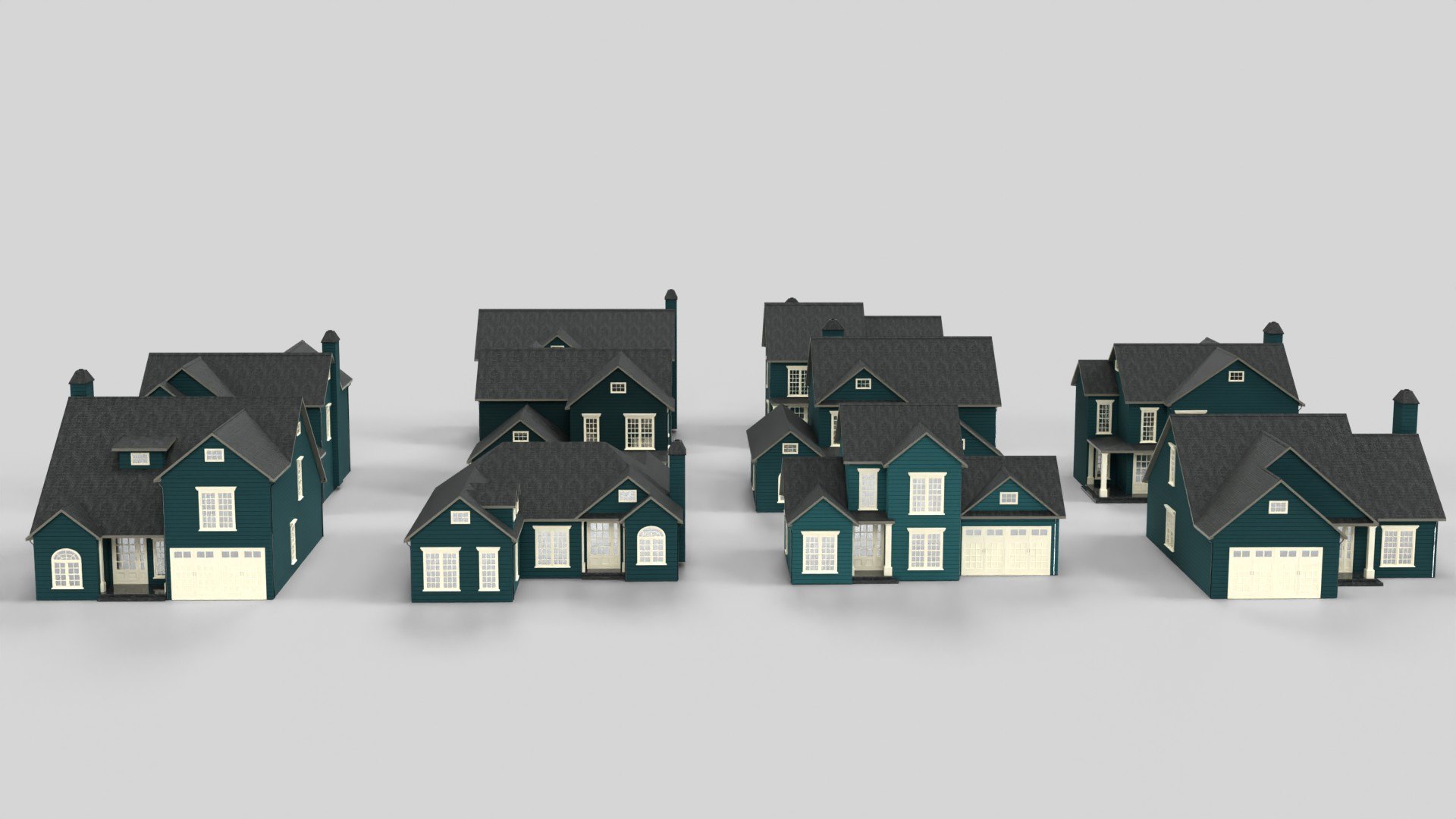 Neighborhood Houses Collection 10 Pack T3 3D Model - TurboSquid 2215531