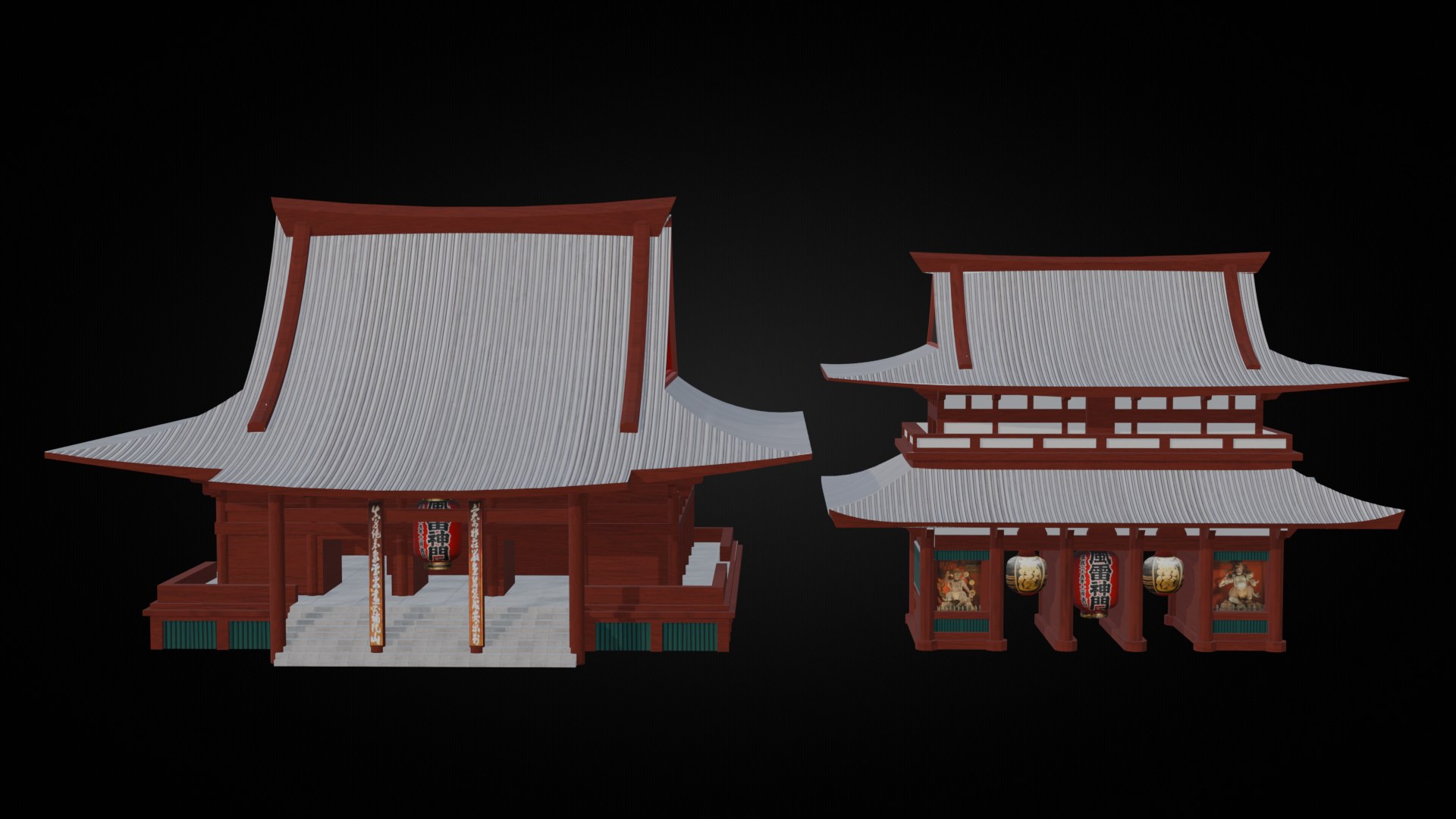 Low Poly Japanese Senso Ji Temple Building Model - TurboSquid 2343718
