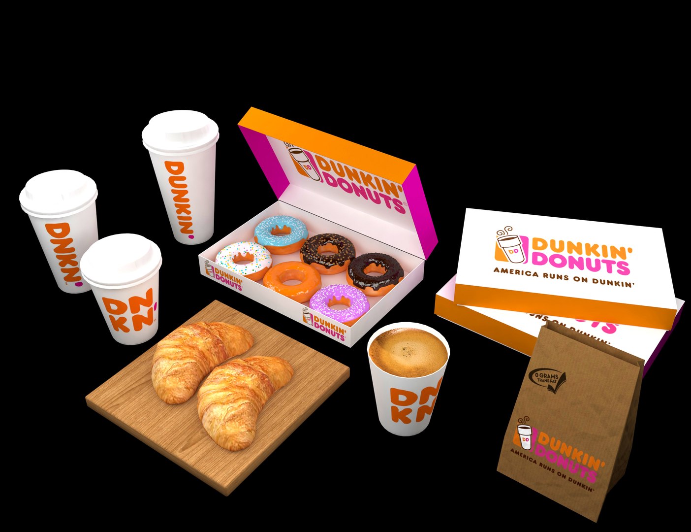 3D Dunkin Breakfast Set - TurboSquid 1874825