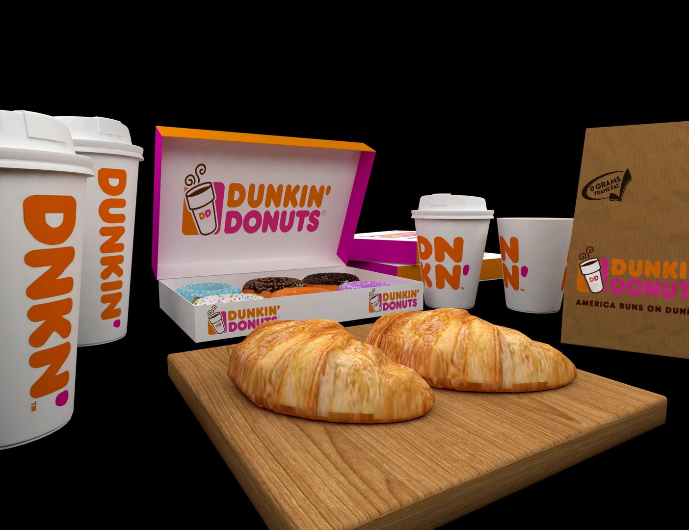 3D Dunkin Breakfast Set - TurboSquid 1874825