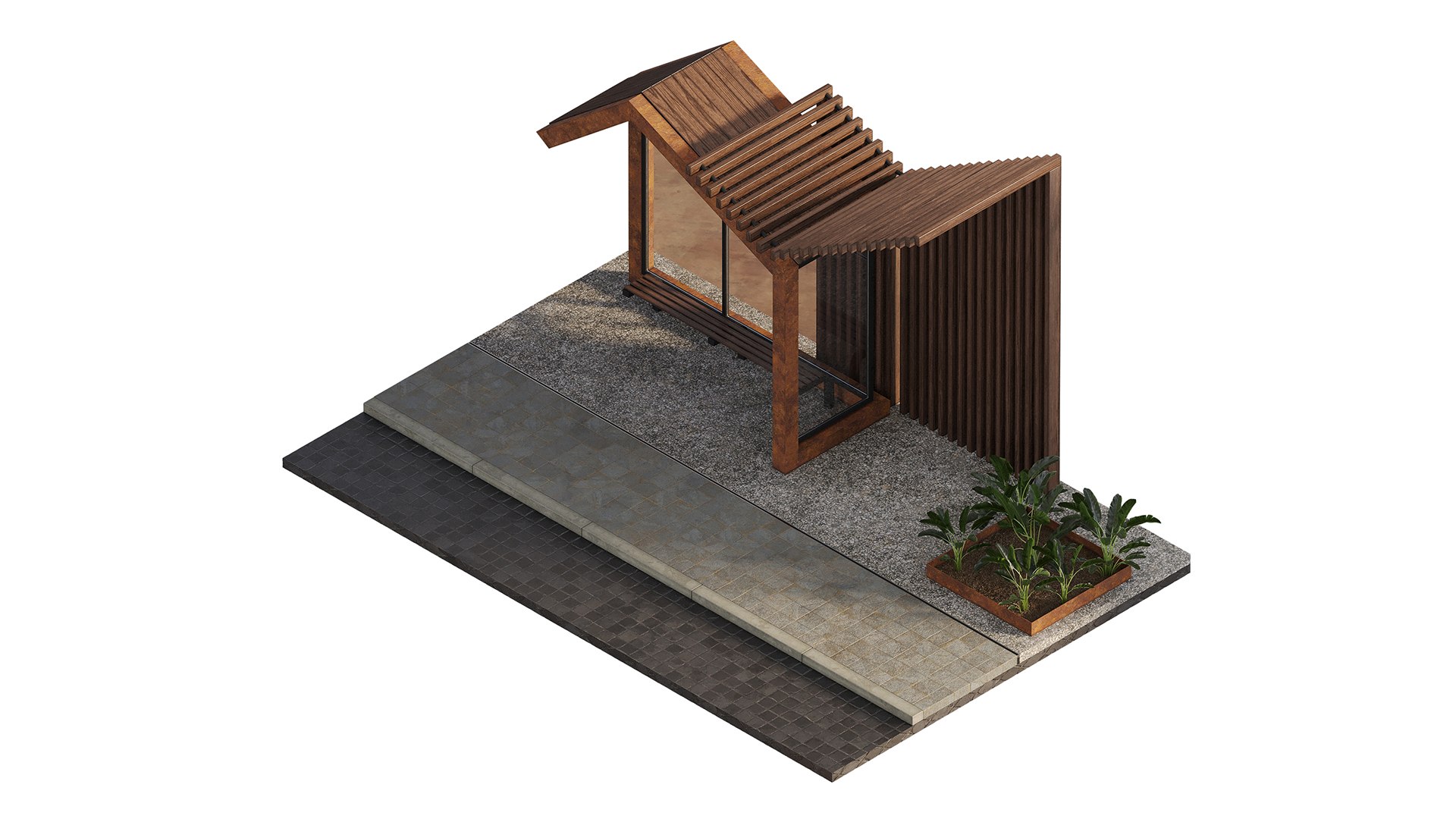 Bus Stop Model - TurboSquid 2253497