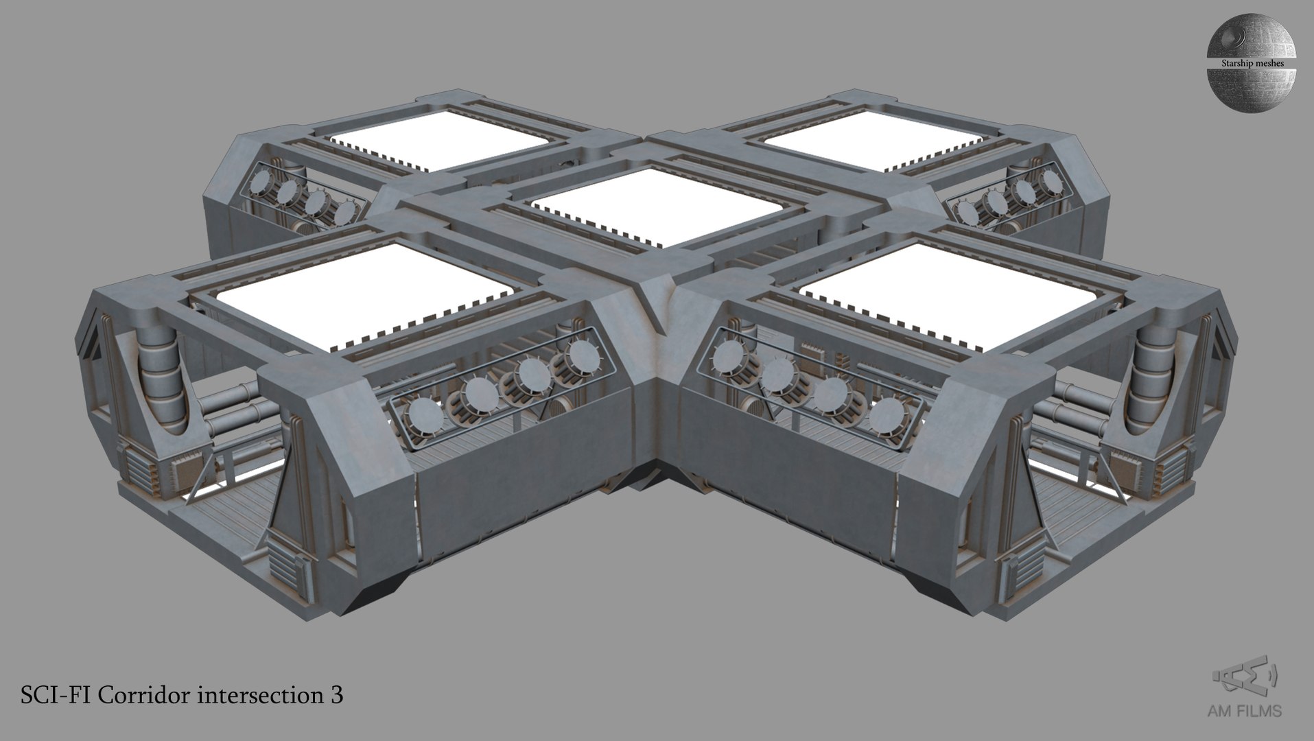 Sci-fi Corridor Intersection 3 3D Model - TurboSquid 1211542