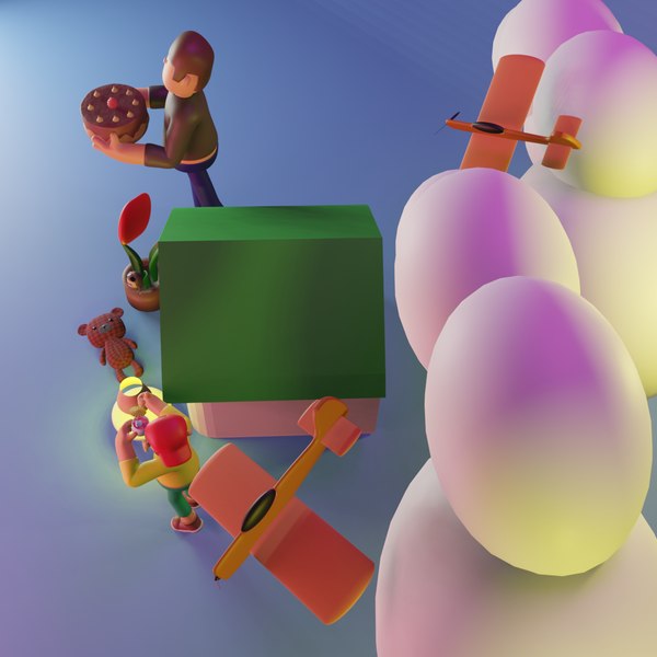 3D model Low poly character FK rig Father and Son Dude FK rig Bear PBR ...