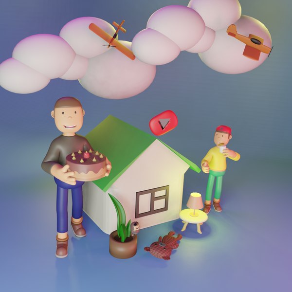 3D model Low poly character FK rig Father and Son Dude FK rig Bear PBR ...